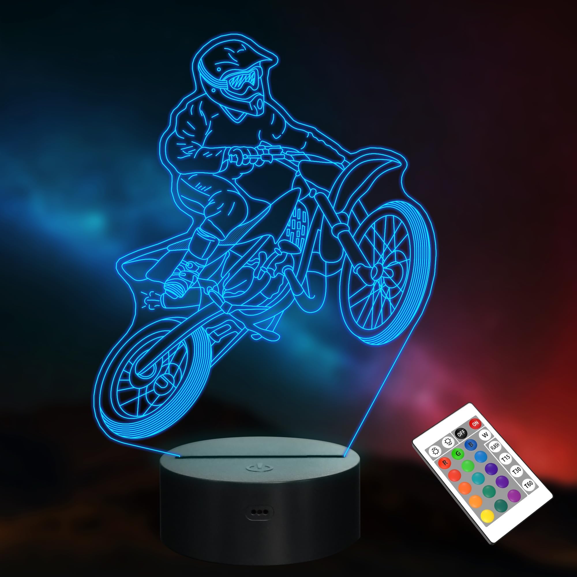 WANTASTE Motocross 3D Lamp Gifts for Boys Girls Room, Dirt Bike Decor ...