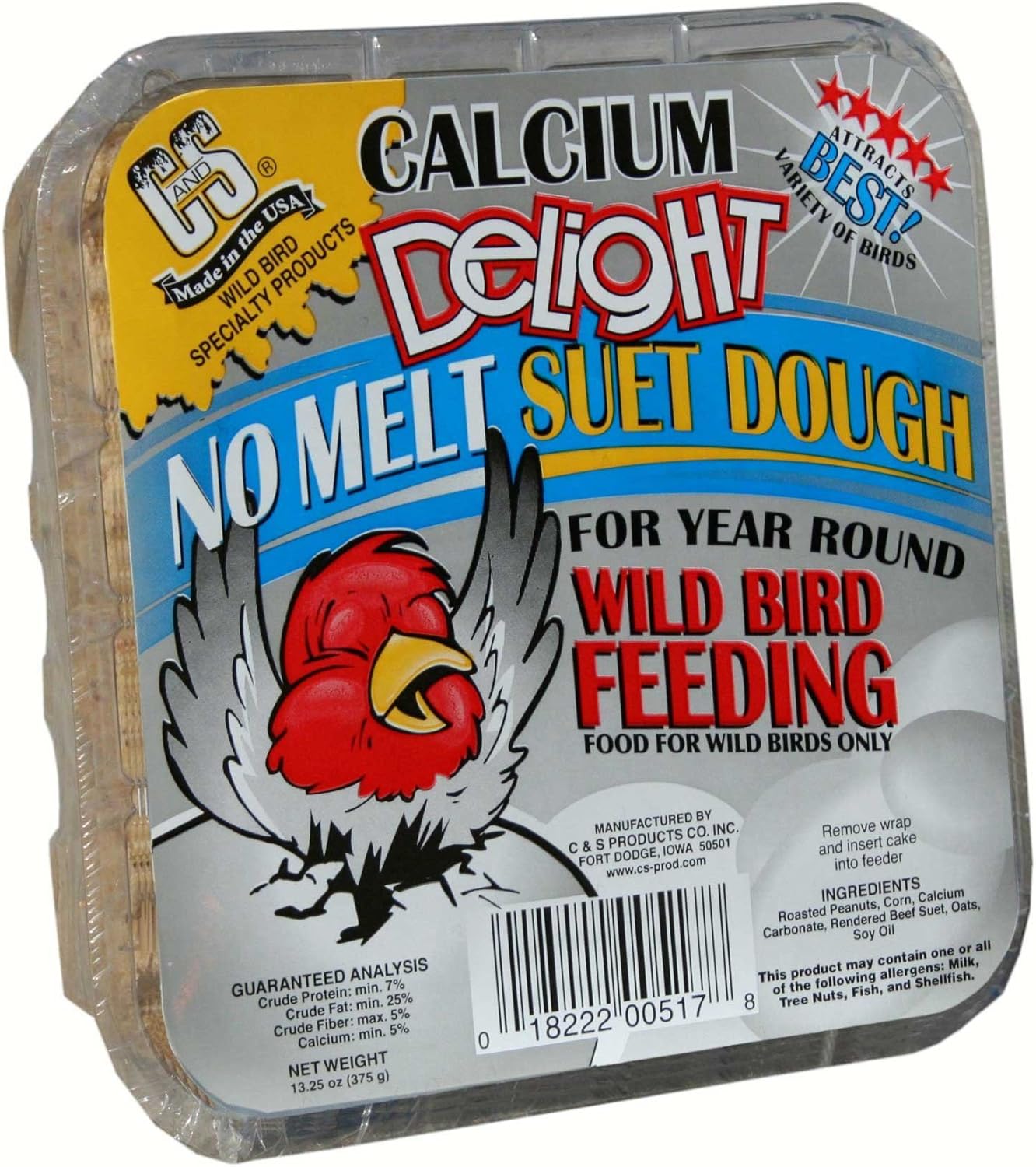 Amazon.com : C&S Calcium Delight No-Melt Suet Dough : Suet Bird Feed ...