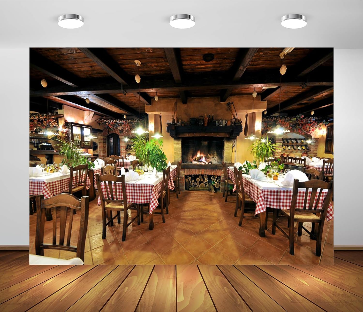 Amazon.com : BELECO 7x5ft Fabric Vintage Italian Restaurant Backdrop ...