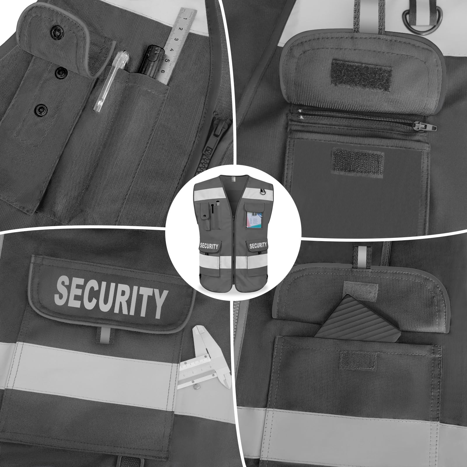 Snapklik.com : TCCFCCT Security Vest For Security Guard 9 Pockets High ...