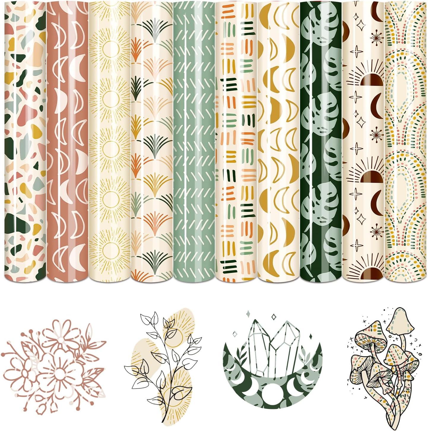 Amazon.com: Tintnut Boho HTV Heat Transfer Vinyl - 10 Sheets 12 x ...