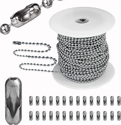 Amazon.com: Stainless Steel Ball Chain, 55ft Bead Chain with 100 Pcs ...