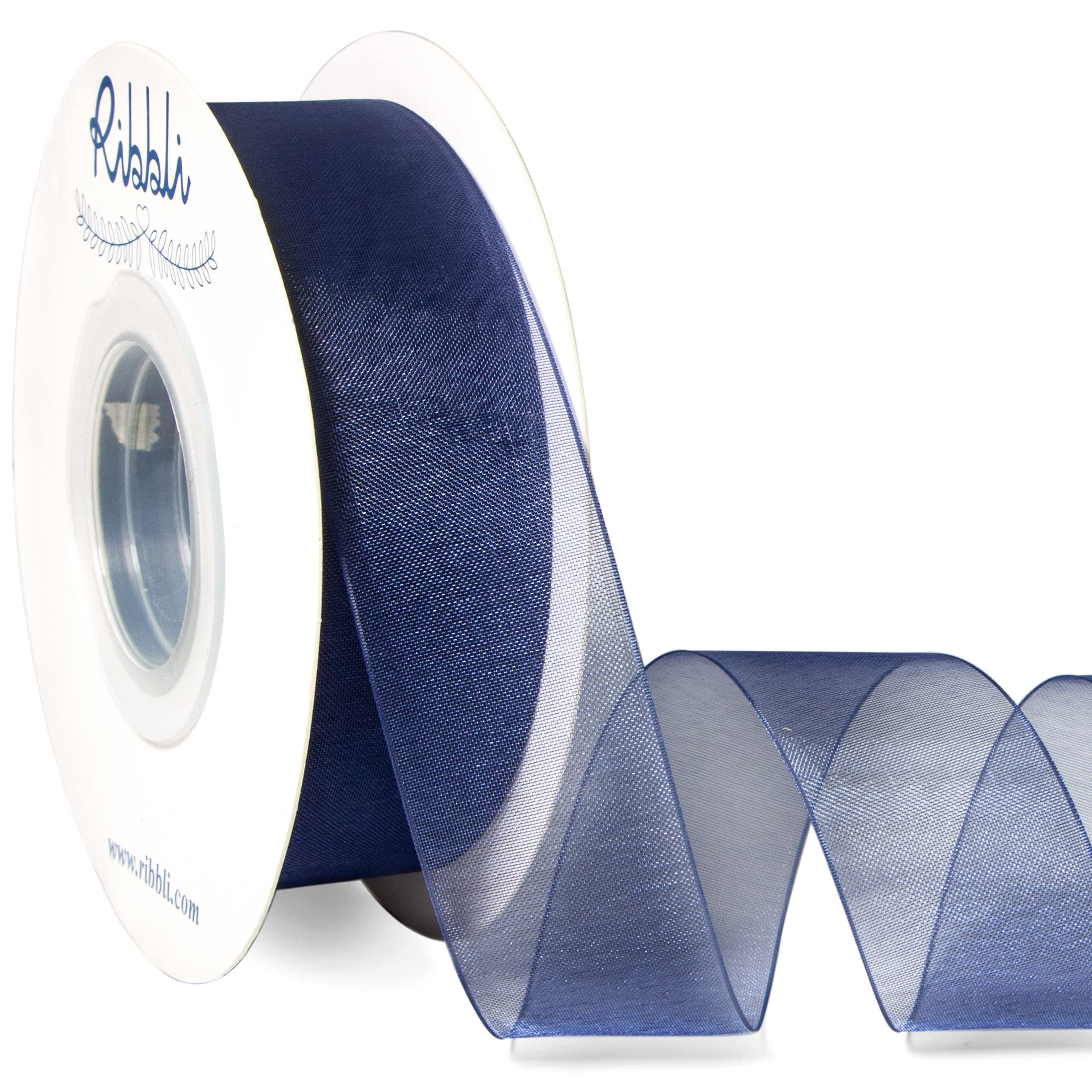 Amazon.com: Ribbli Navy Organza Ribbon,1 Inches x Continuous 50 Yard ...