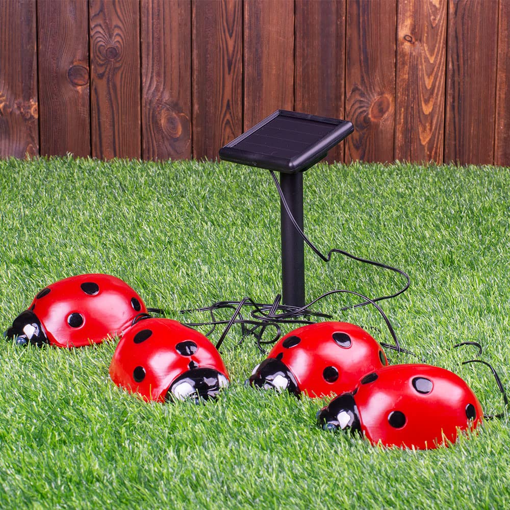 Eycfo Outdoor Solar Ladybug, Three Ladybug, Built-in Dusk Sensor Night ...
