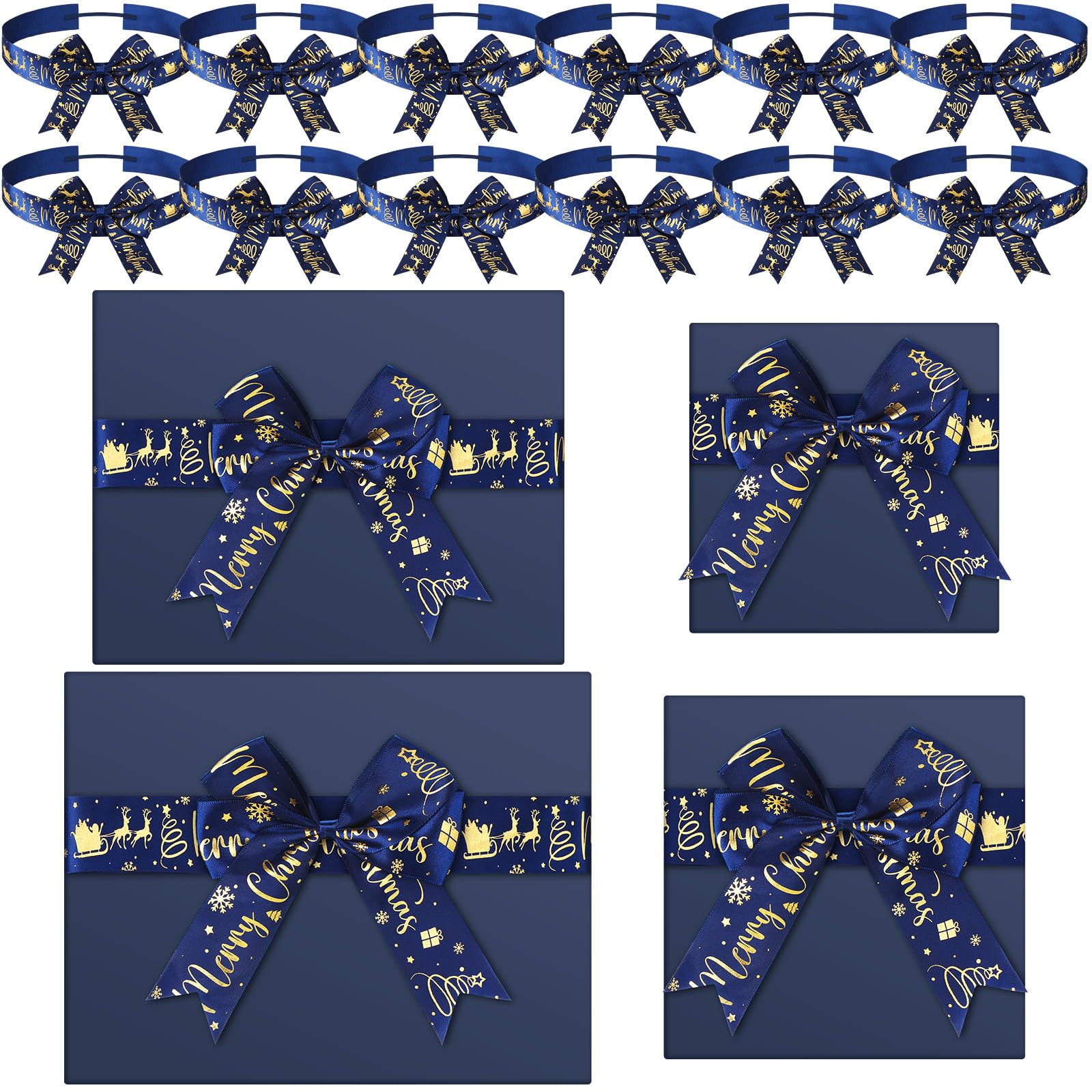 Amazon.com: Luinabio 12 Pcs Christmas Elastic Bows for Gift Boxes ...