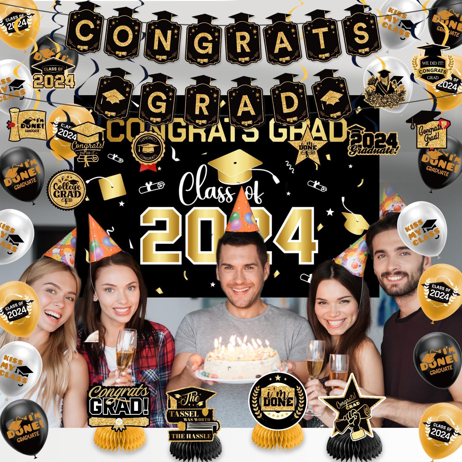 Graduation Decorations Class of 2024,Gold Themed Philippines | Ubuy