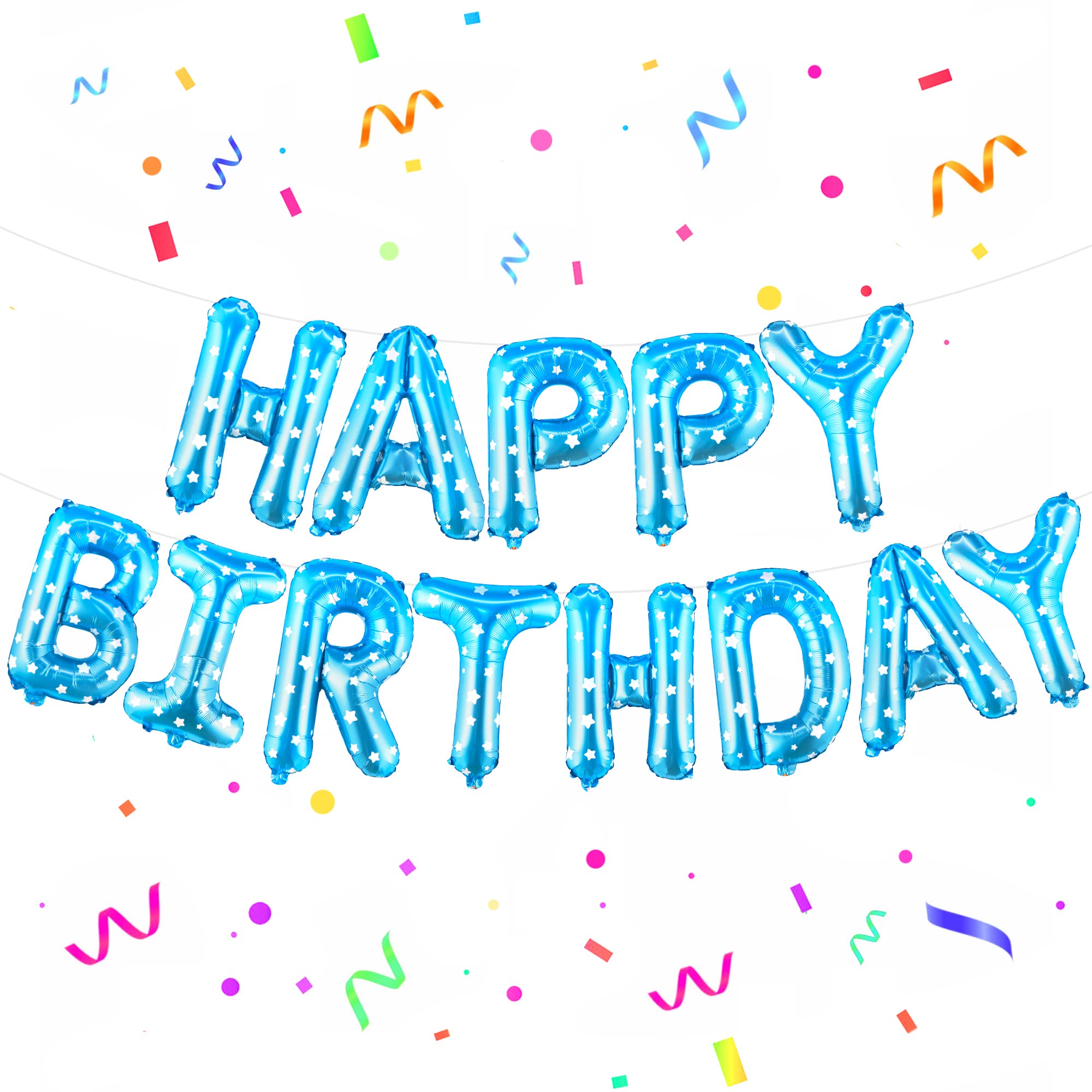 Amazon.com: KatchOn, Light Blue Happy Birthday Banner Balloons - 16 ...