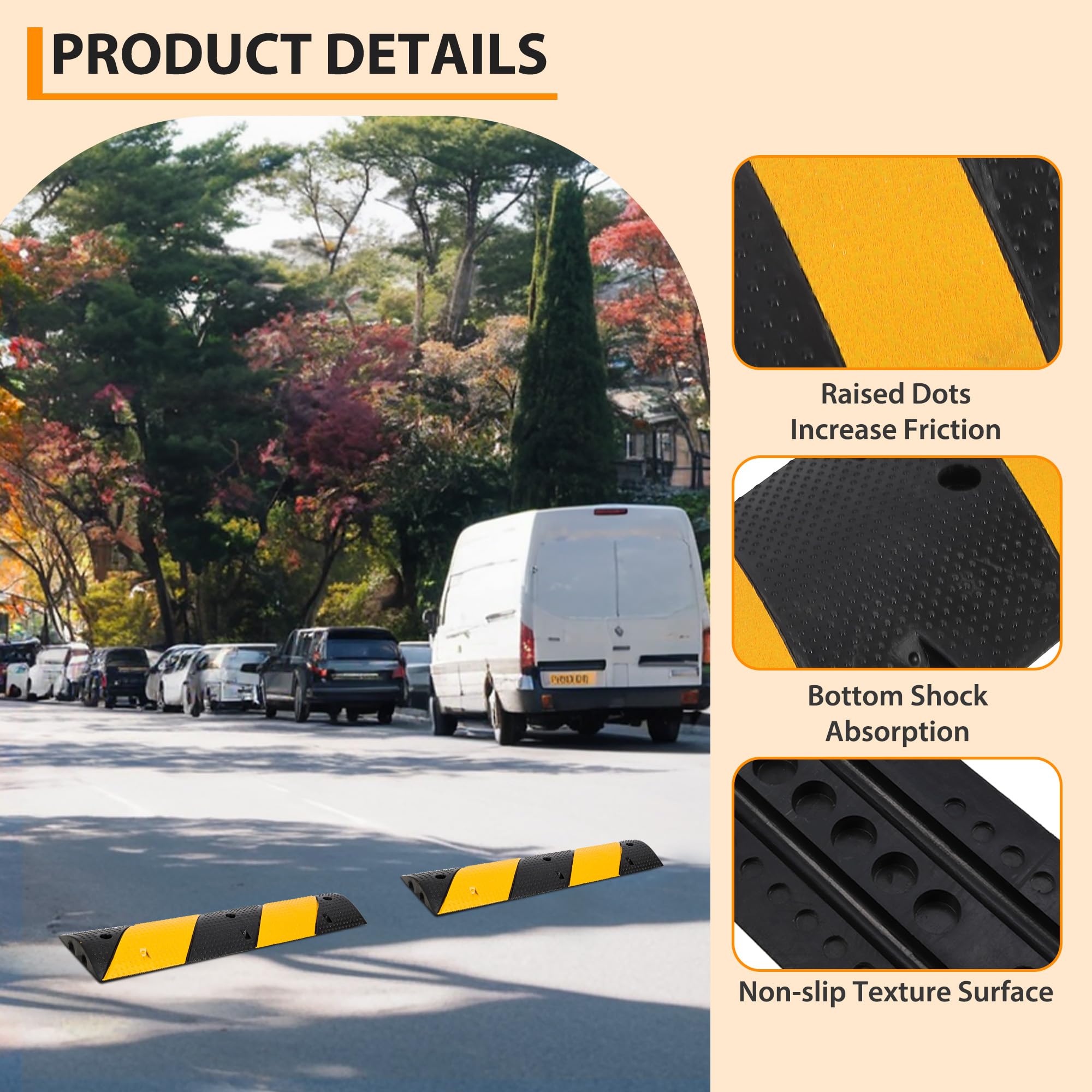 Snapklik.com : 2 Pack 6 Ft Rubber Speed Bump,Heavy Duty Speed Bumps For ...