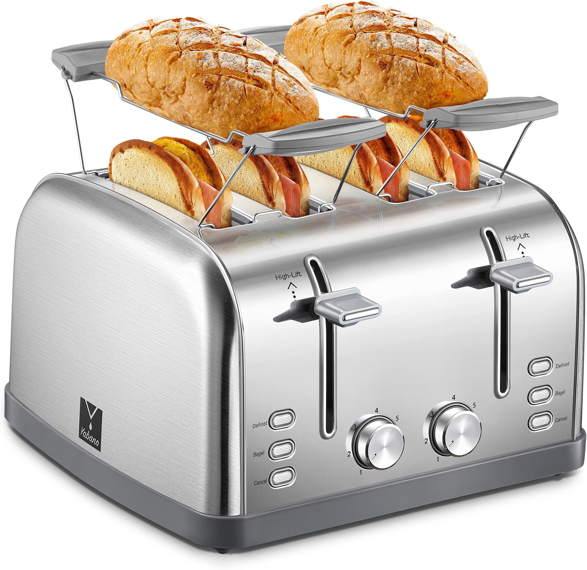 Amazon.com: Toaster 4 Slice, Stainless Bagel Toaster with LCD Timer ...