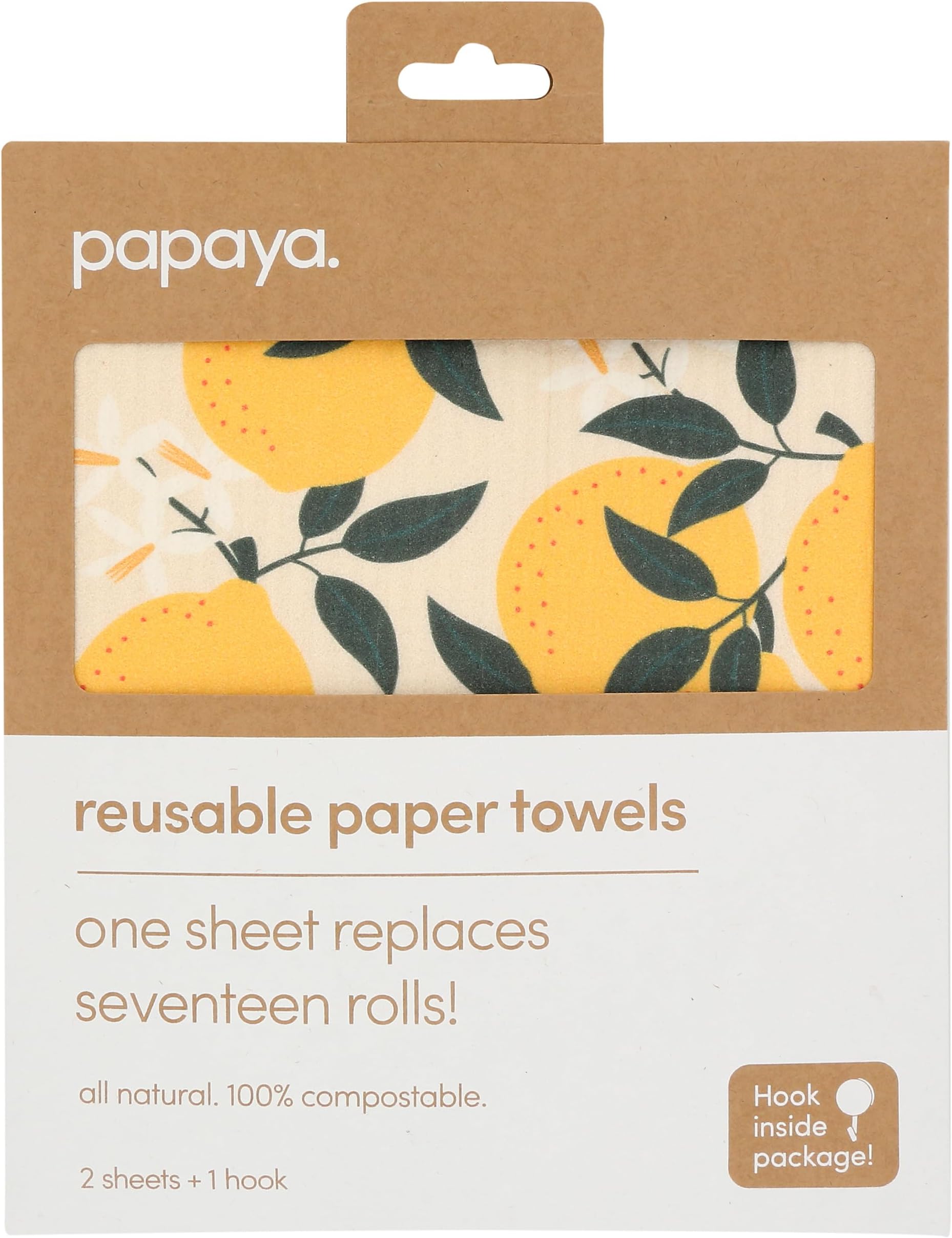 Amazon.com : Papaya. Squeeze The Day Reusable Paper Towel 2 Count, 2 CT ...