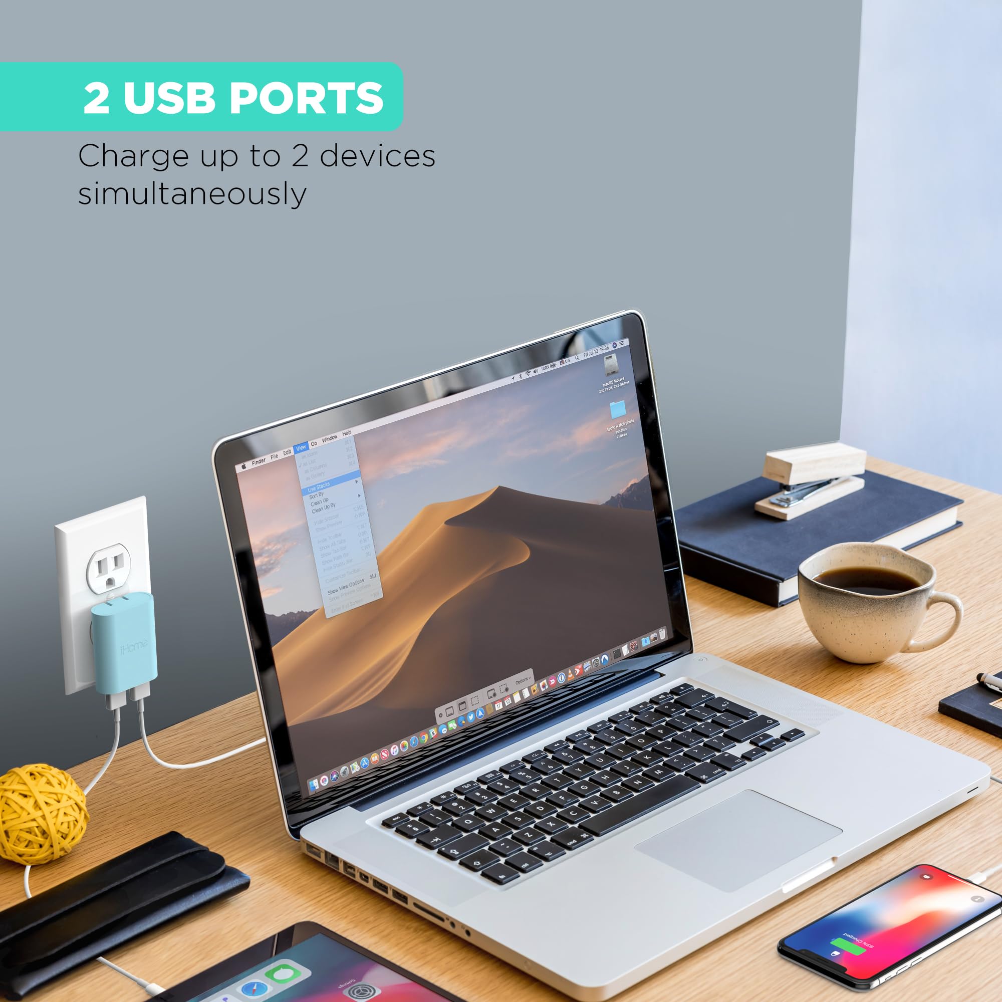 Snapklik.com : iHome 2-Port USB Wall Charger, AC Pro Multiport Plug ...