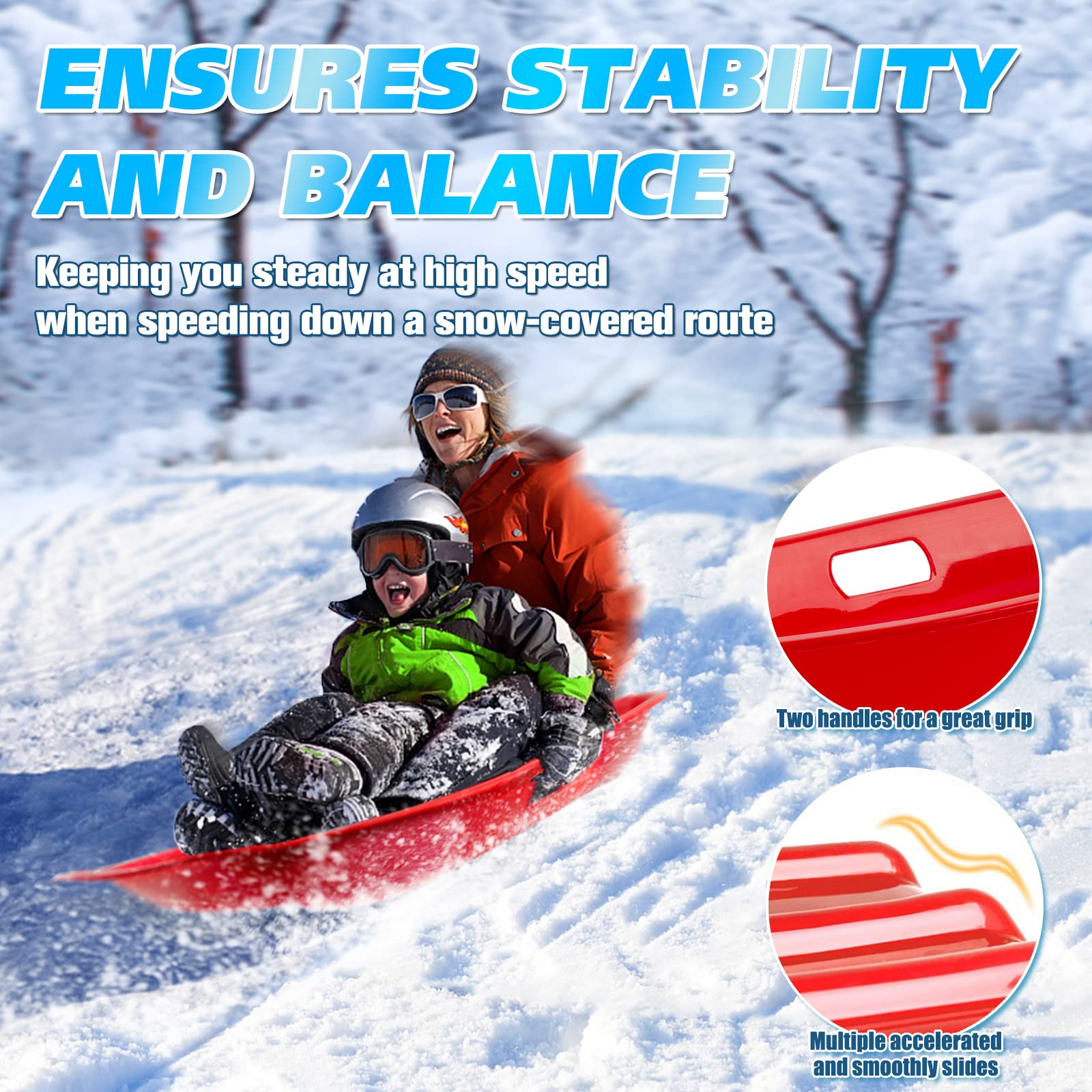 Snapklik.com : Snow Sleds For Kids And Adults, 35 Inch Downhill ...