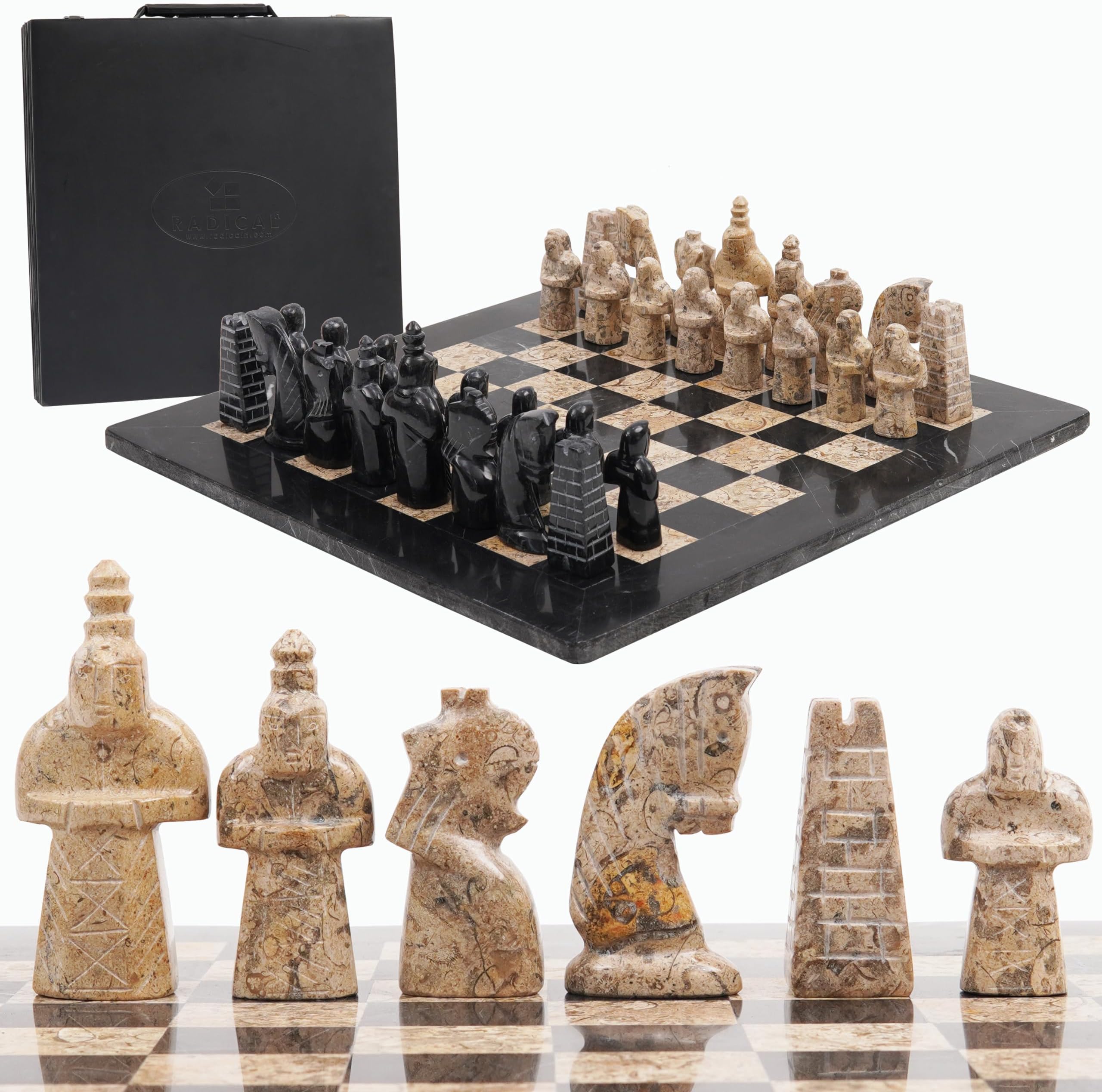 Radicaln 15 Inches Large Handmade Original Marble Black and Coral Full ...