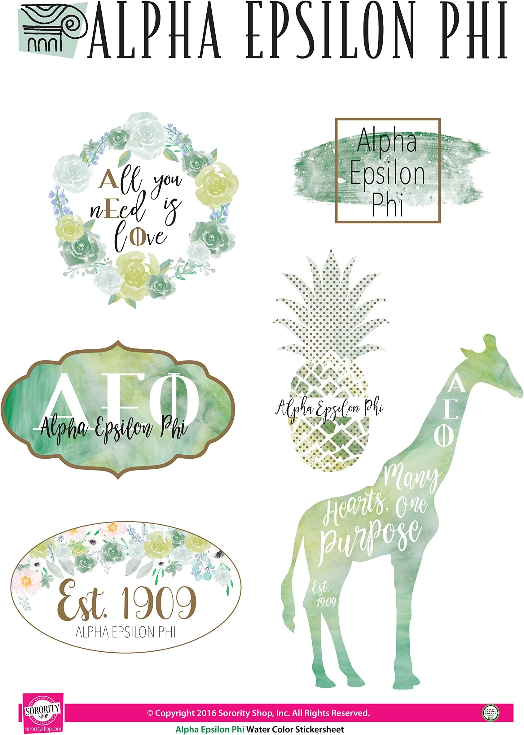 Amazon.com: Alpha Sigma Alpha - Sticker Sheet - Watercolor Theme : Arts ...