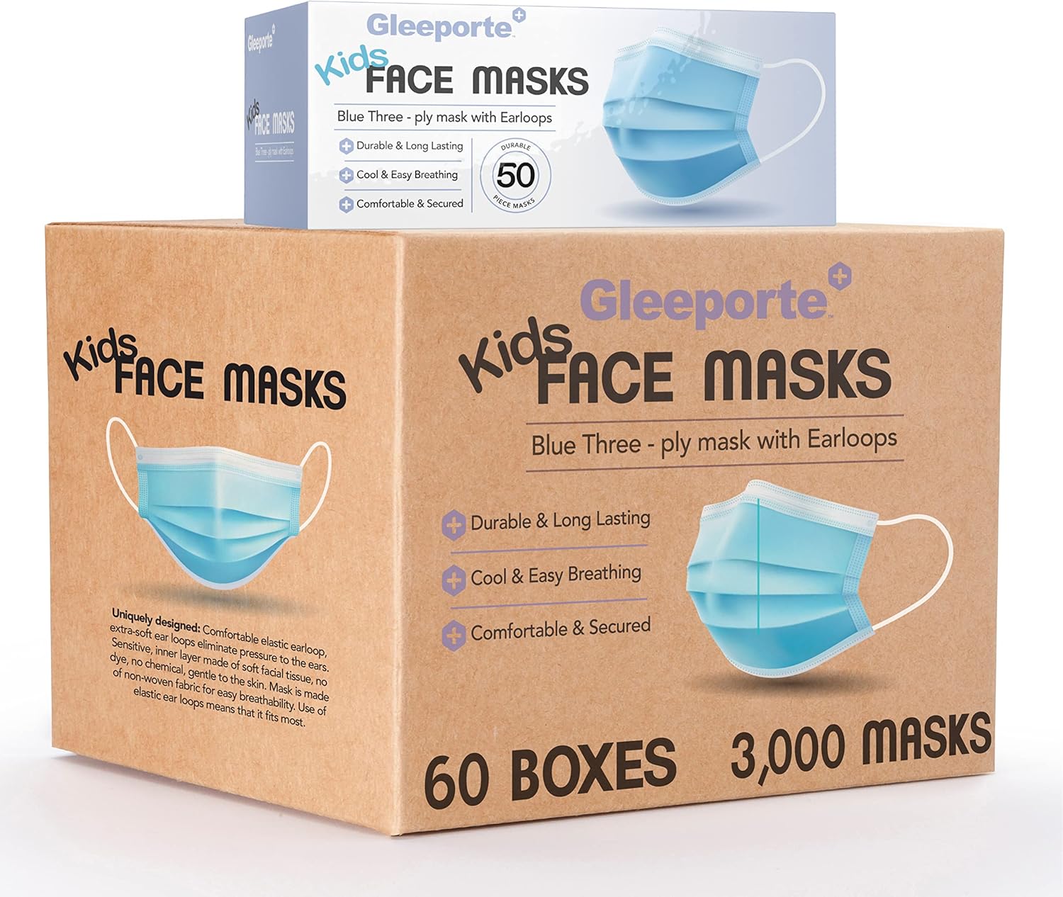 Amazon.com: Gleeporte [3000 Kids Masks] Children's Size Single Use ...