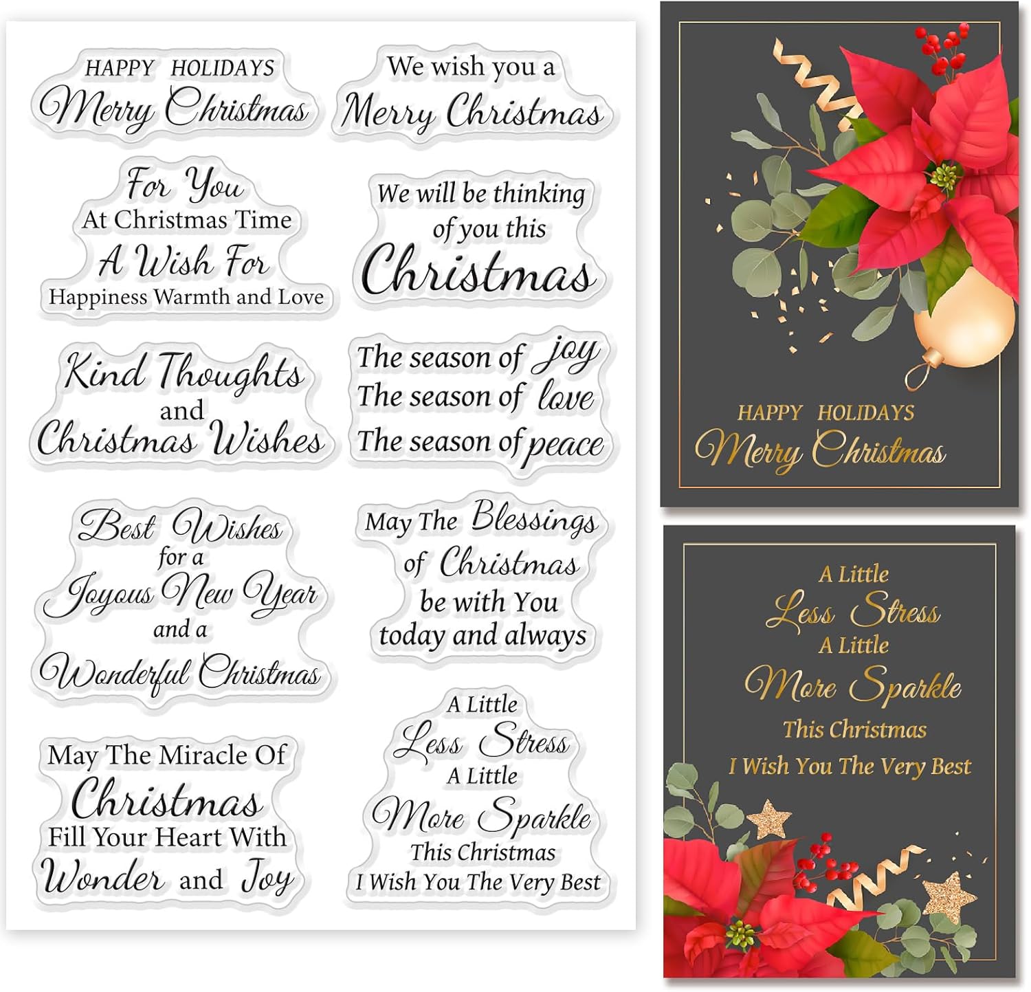 ORIGACH Merry Christmas Sentiments Words Clear Stamps for Card Making ...