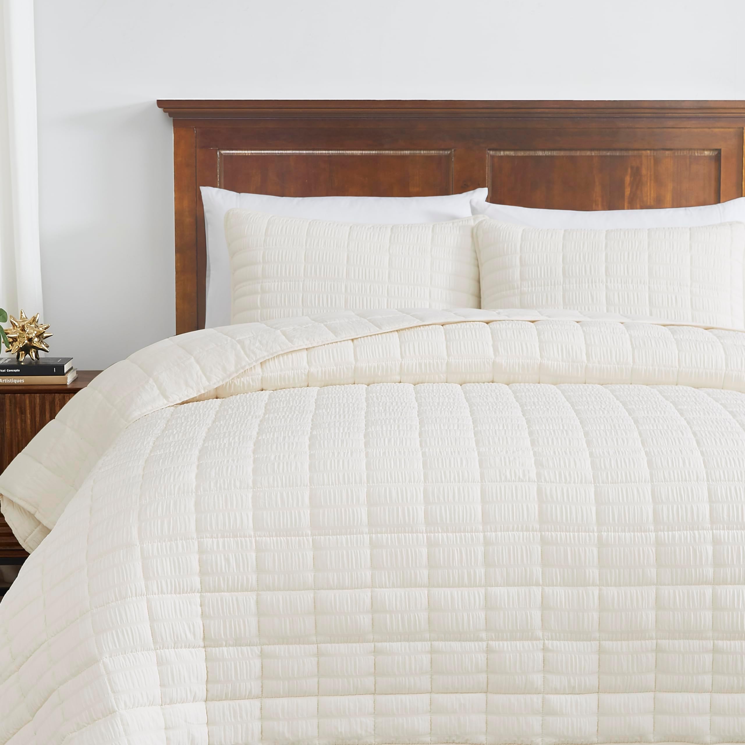 Amazon.com: WDCOZY Ivory Oversized California Cal King Size Quilt ...