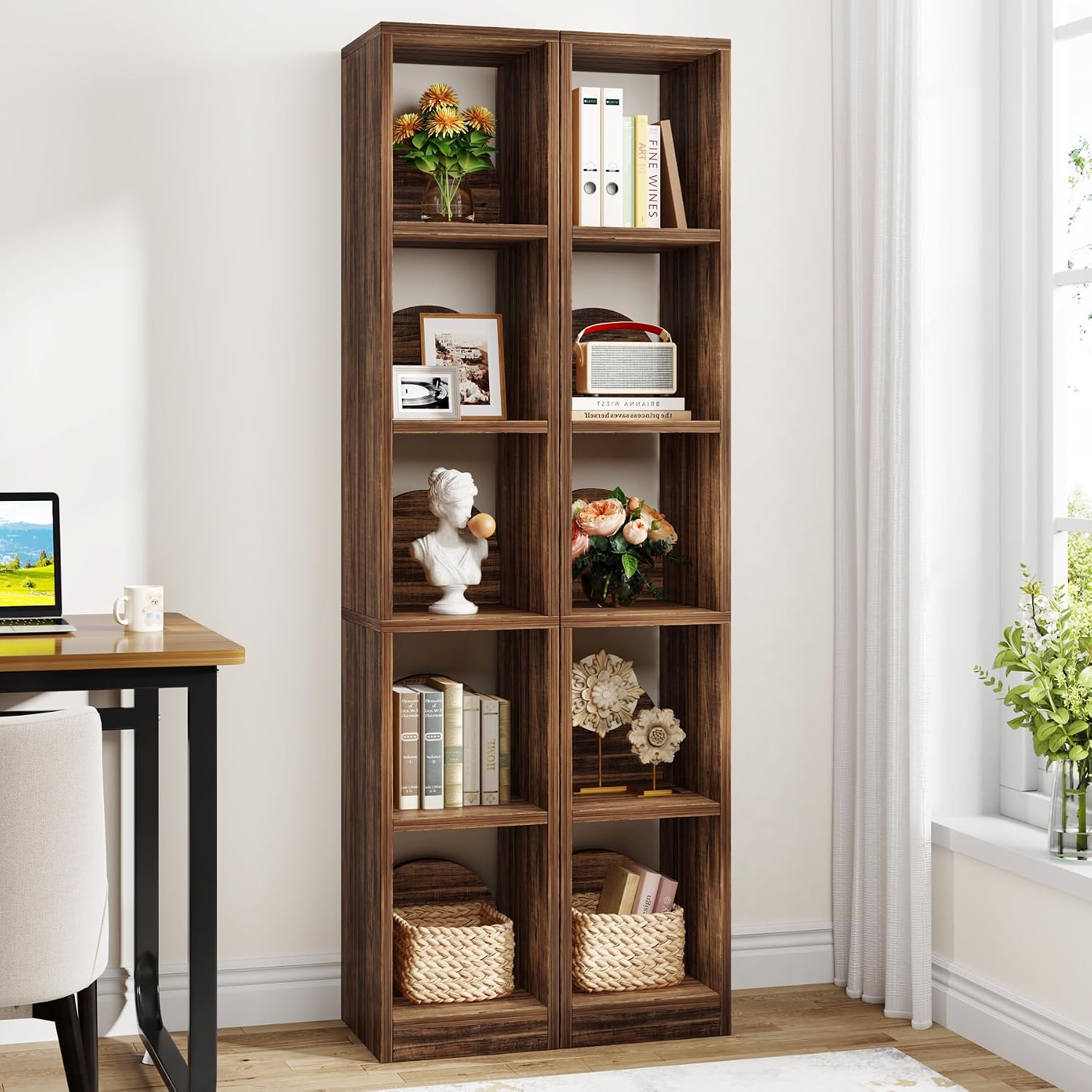 Tribesigns Narrow Bookcase, Book Shelf 5 Tier Storage, Cube Display ...