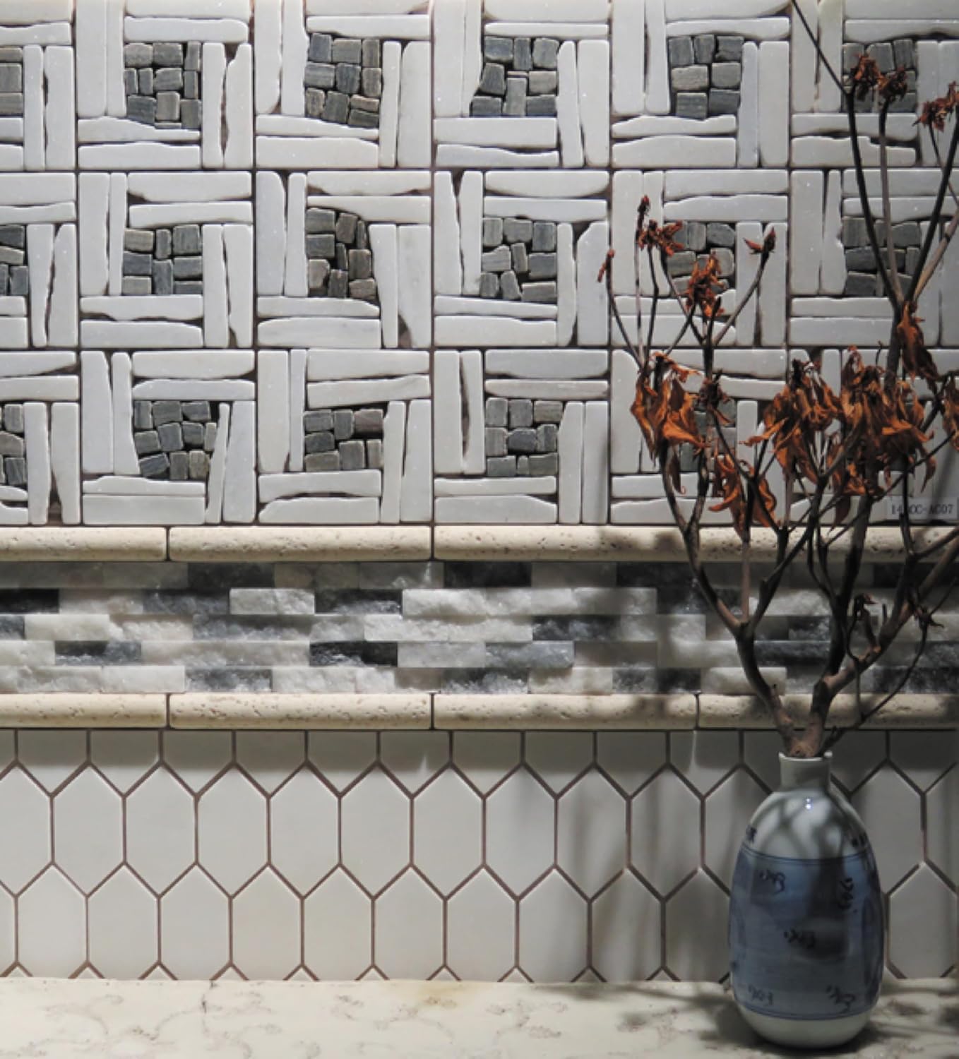 Intrend Tile LS012-H – Azulejos de mosaico de piedra natural con patrón ...