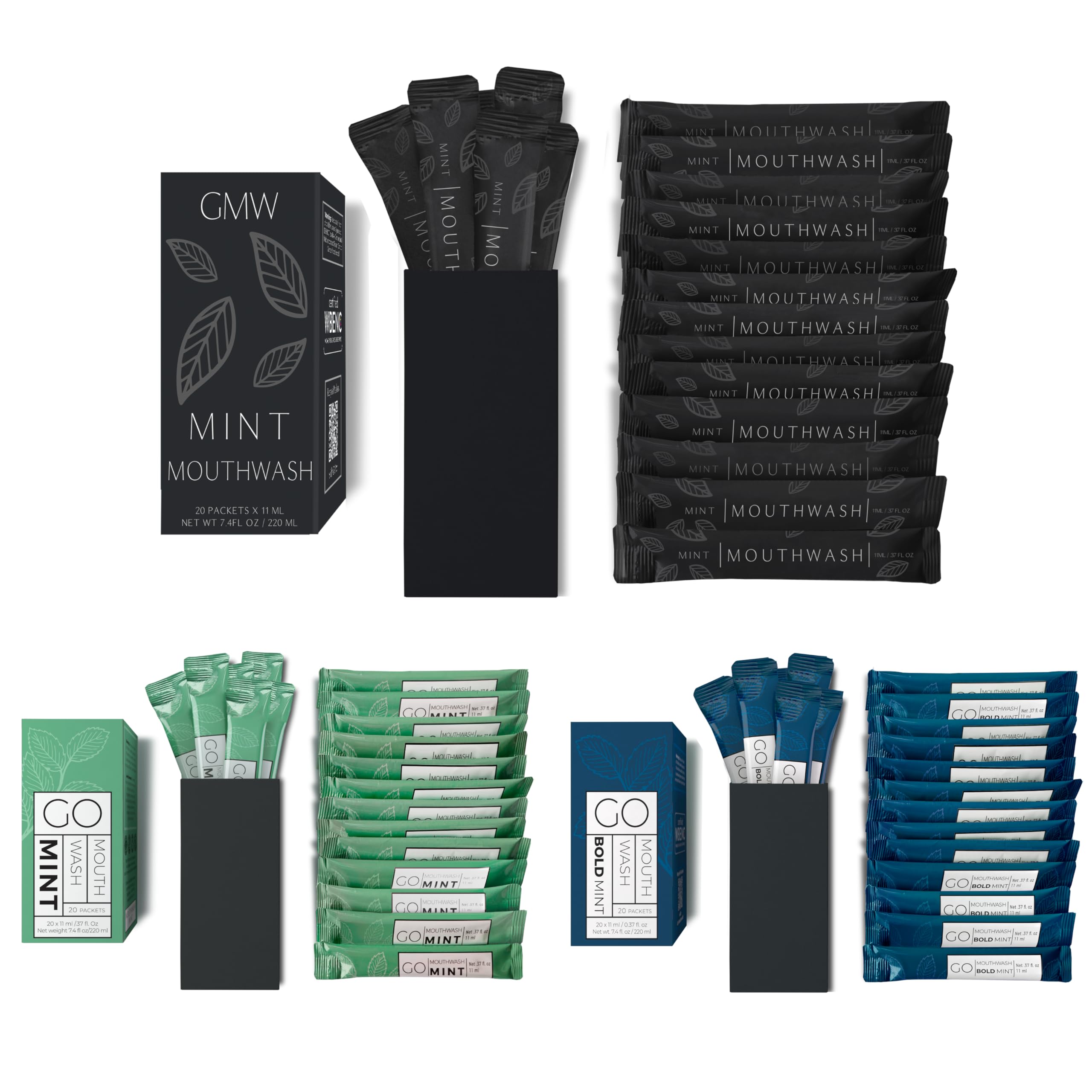 Amazon.com: 20 Bold Mint, 20 Smooth Mint, and 20 Matte Black Mouthwash ...