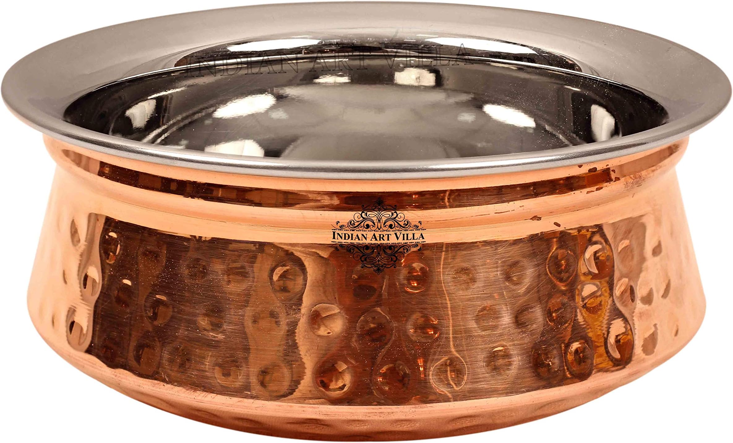 Buy INDIAN ART VILLA Steel Copper Sauce Pot with Brass Handle ...