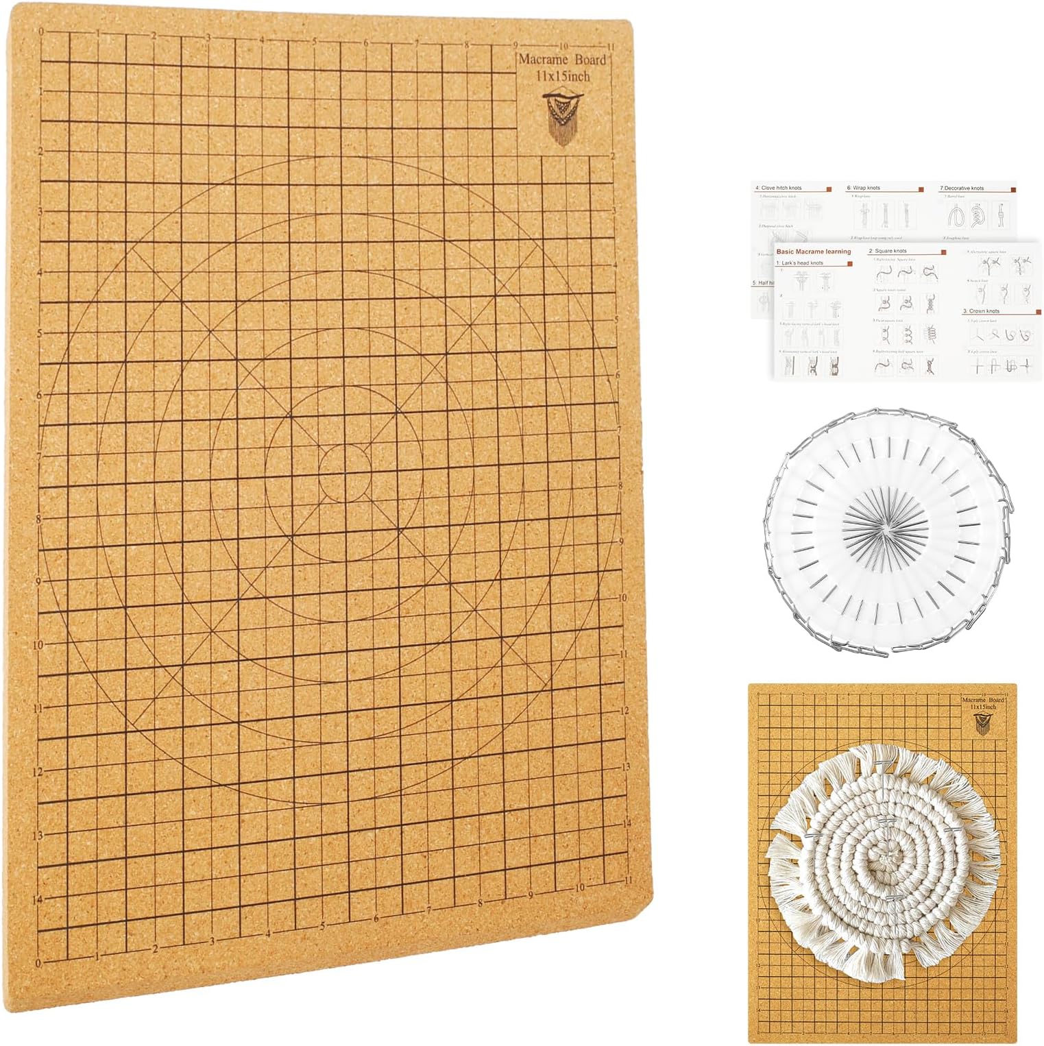 Amazon.com: Abeillo Macrame Board & Pins Kit, Double Sided Grid Board ...