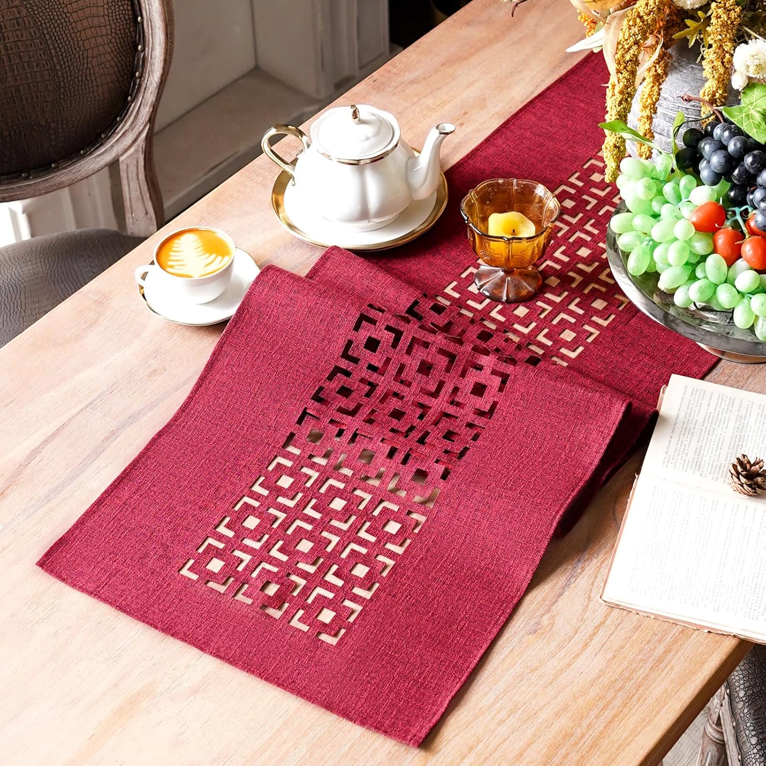 Amazon.com: ARTABLE Rectangle Table Runners Fabric Home Garden Table ...