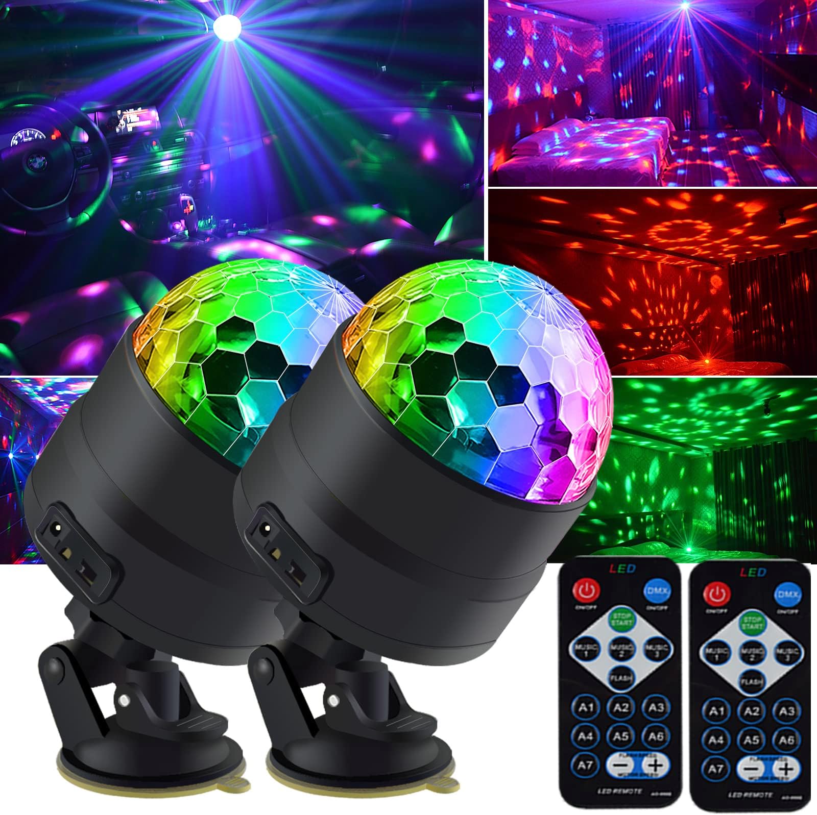 2 Pack Disco Lights, led Mini Colors Stage Lights Disco Ball Light ...