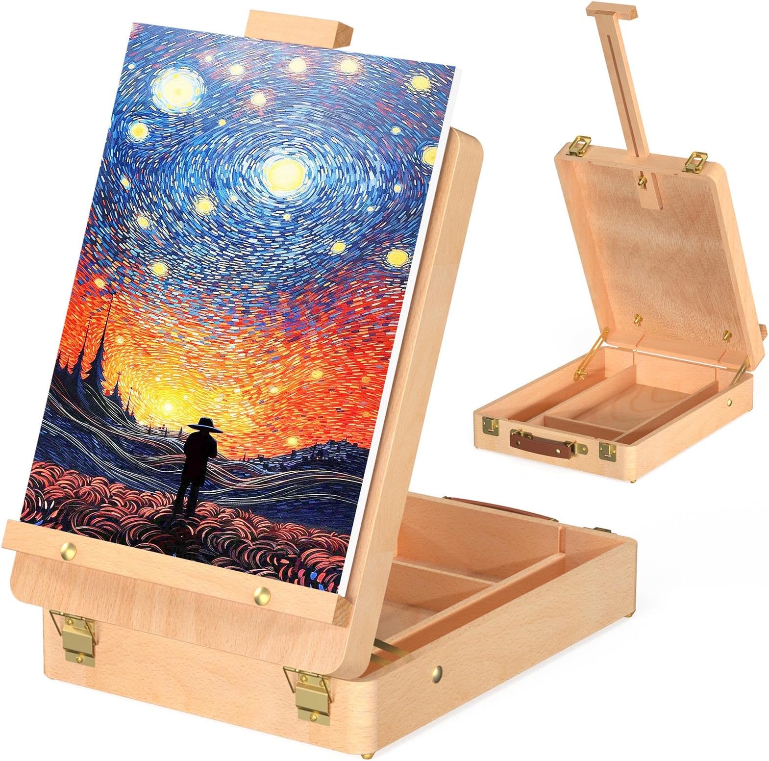 Amazon.com: Falling in Art Studio Sketchbox Easel, Adjustable Beechwood ...
