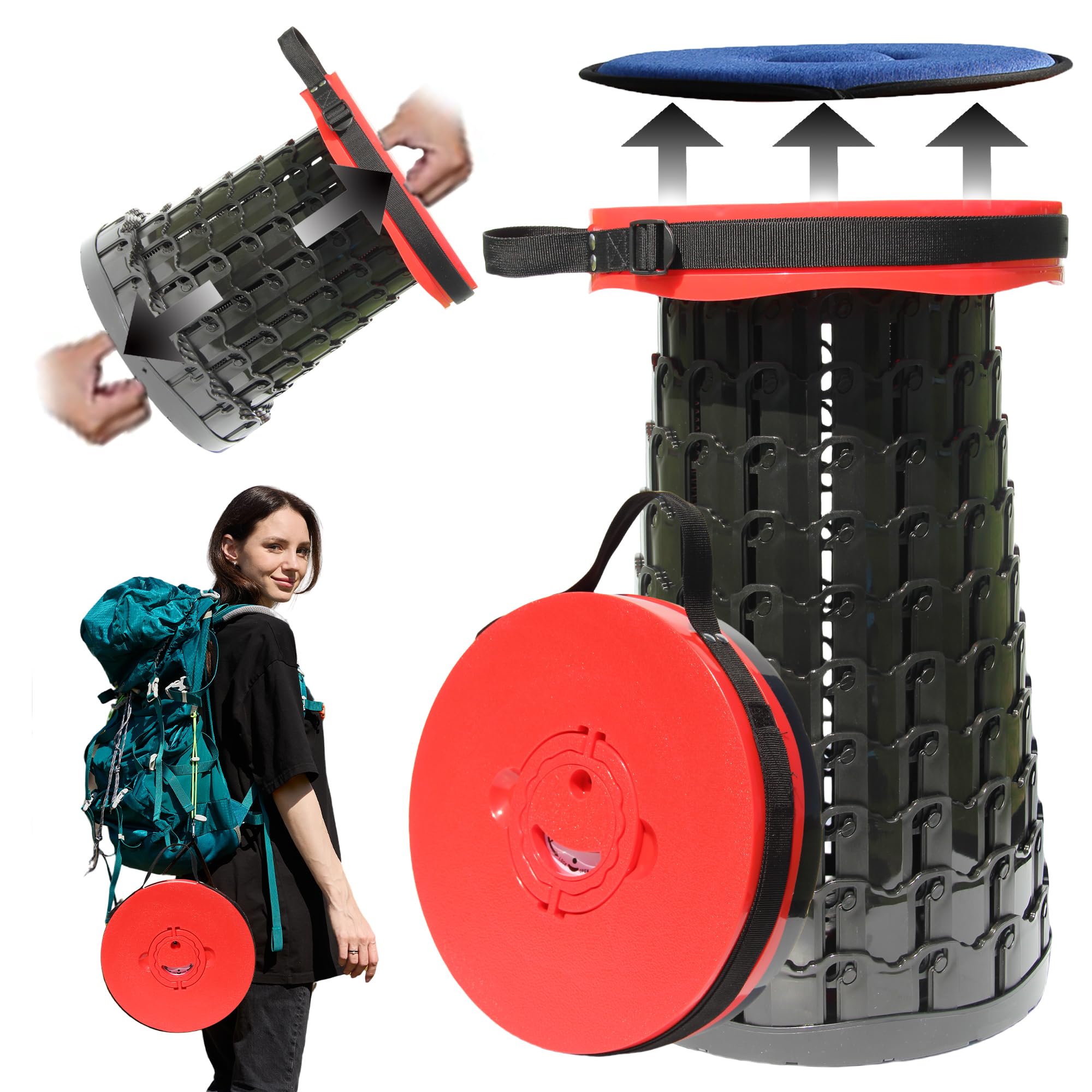 Amazon.com: Upgraded XXL Collapsible Stool with Cushion,19.7"H-11.8"D ...