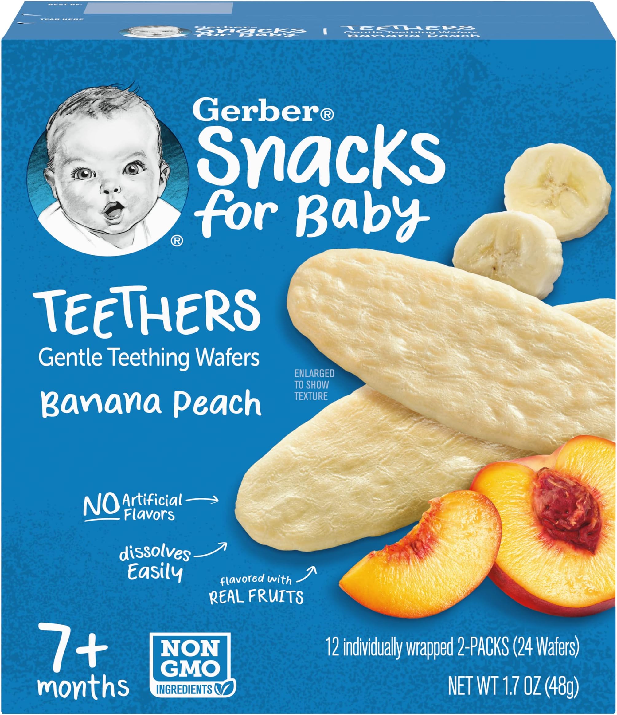 Amazon.com: Gerber Teethers, Banana Peach, 1.7 oz, 12 count Box : Baby