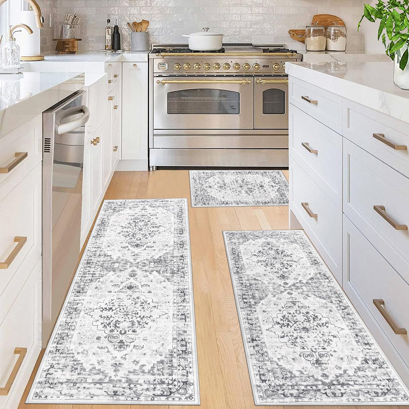 Ileading Boho Kitchen Rug Sets 3 Piece with Runner Washable Kitchen ...