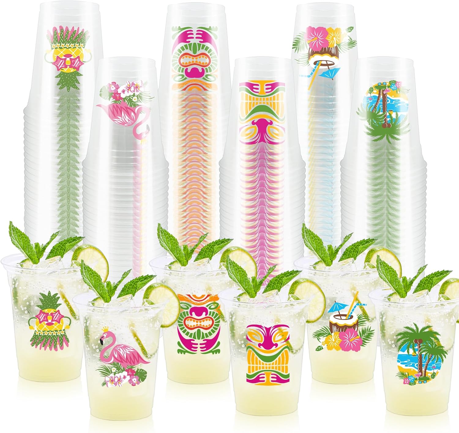 Amazon.com: ZCPTZ 90 Pcs Hawaii Luau Cups,12oz Disposable Hawaiian ...