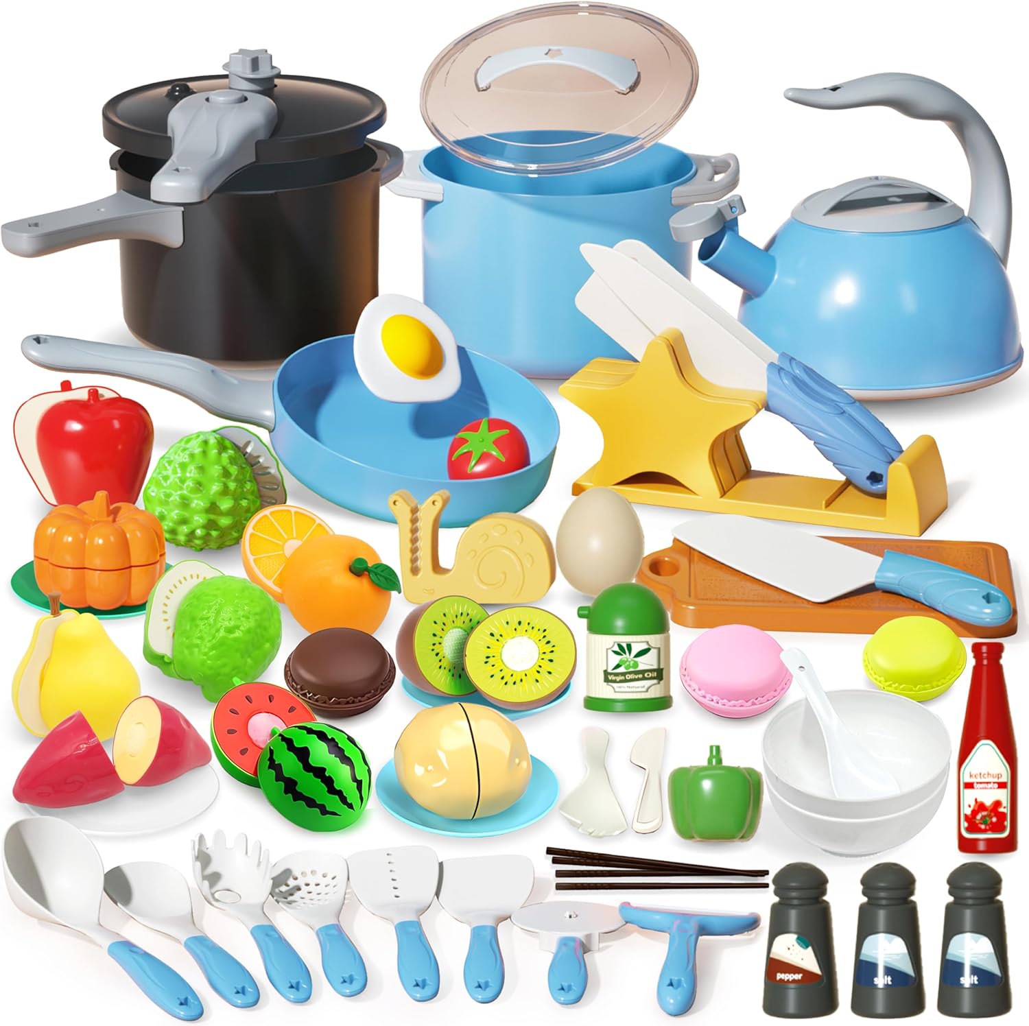 Amazon.com: SMILESSKIDDO Kids Kitchen Accessories with Play Pots and ...