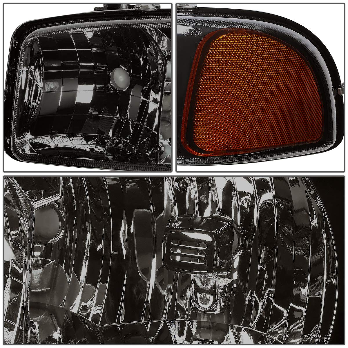 DNA MOTORING Pair Of Headlights Clear Lens, Amber Reflector