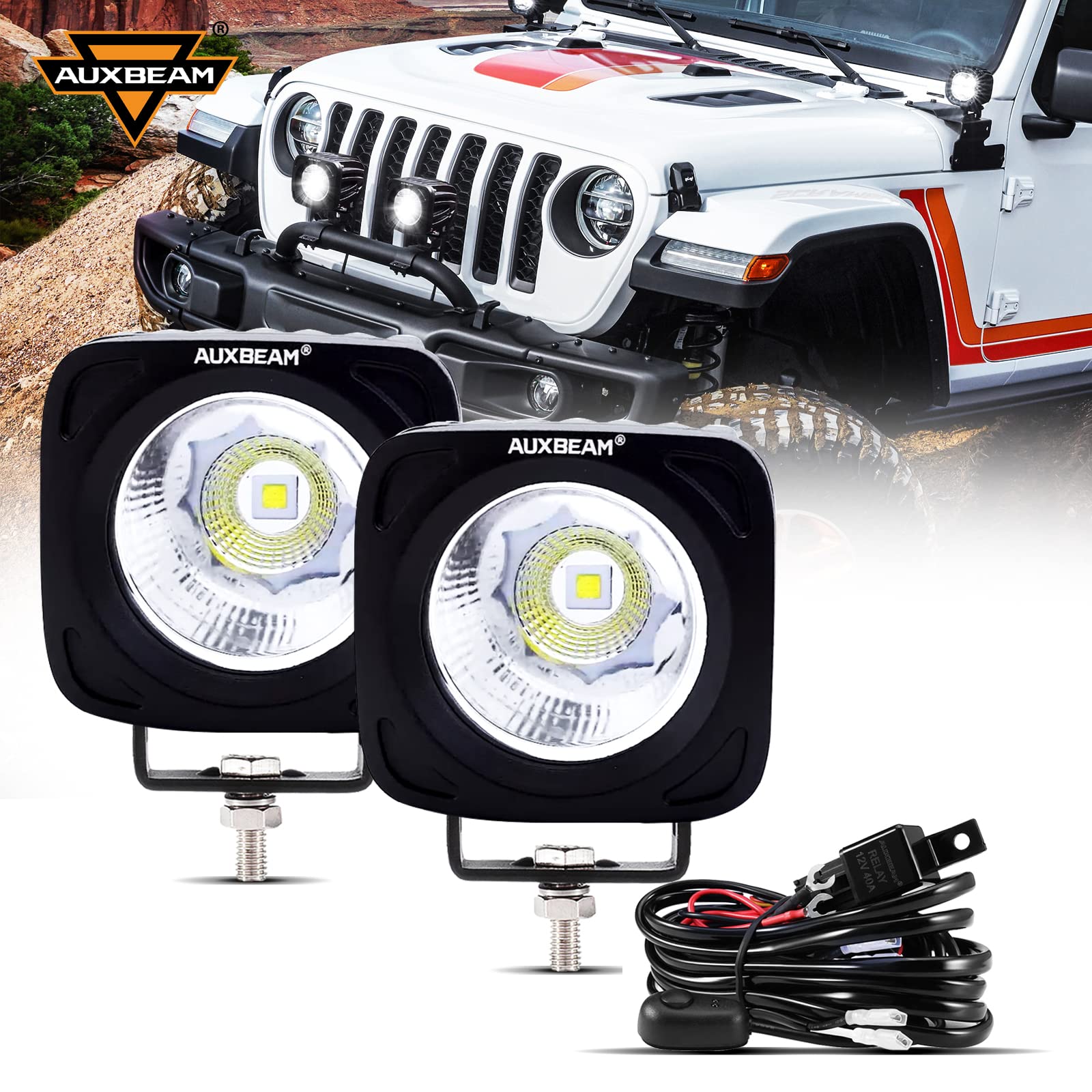 Snapklik.com : Auxbeam 35In 50W Cube Led Offroad Light, Square Fog ...