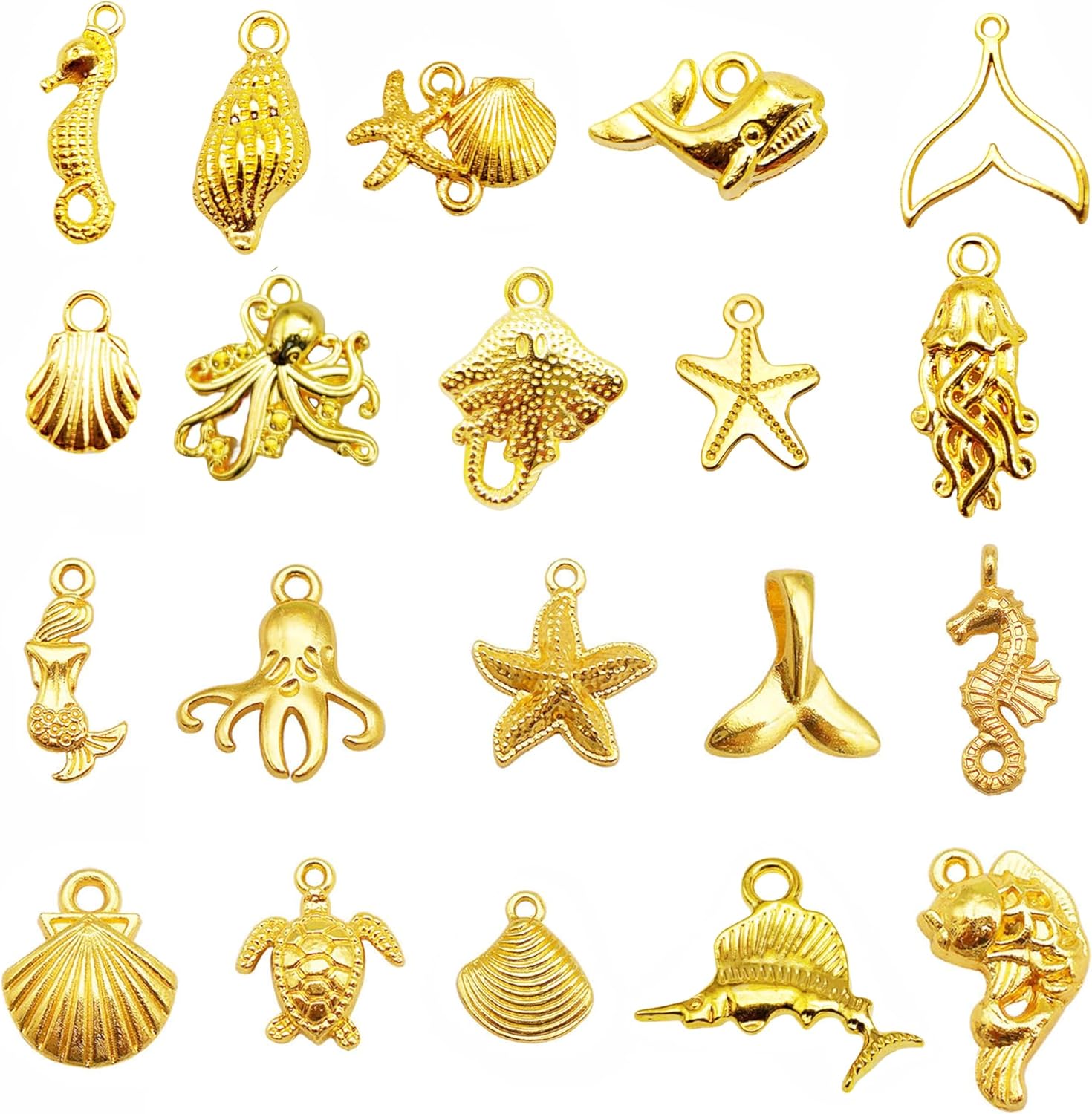 Amazon.com: Julie Wang 100 PCS Alloy Gold Color Sea Shells Charms Ocean ...