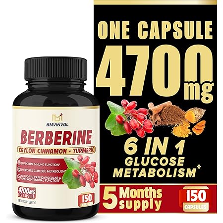 Amazon.com: Berberine Supplement 4700mg - Highest Potency with Ceylon Cinnamon, Turmeric ...