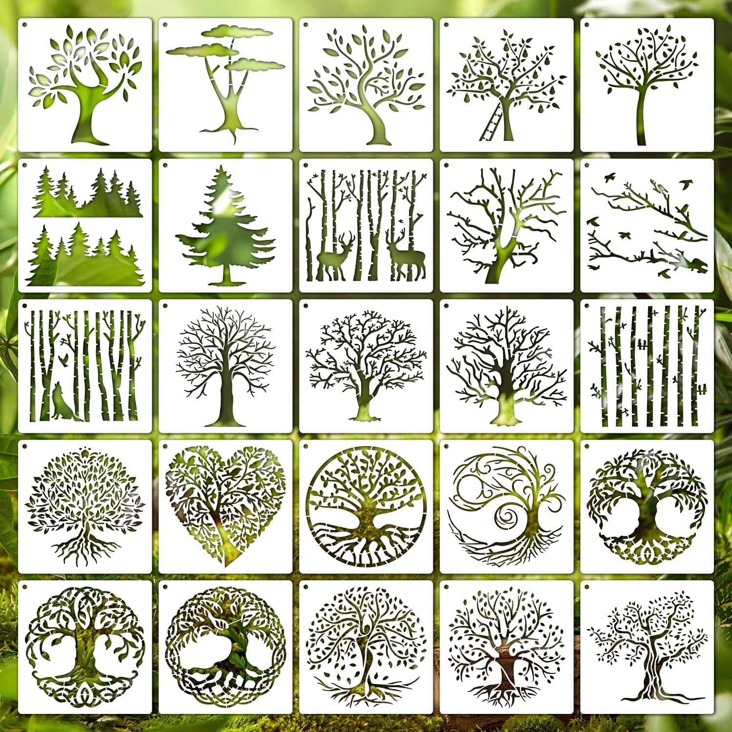Amazon.com : 12 Pcs Tree Stencil Branches Stencils Aspen Trees Stencils ...