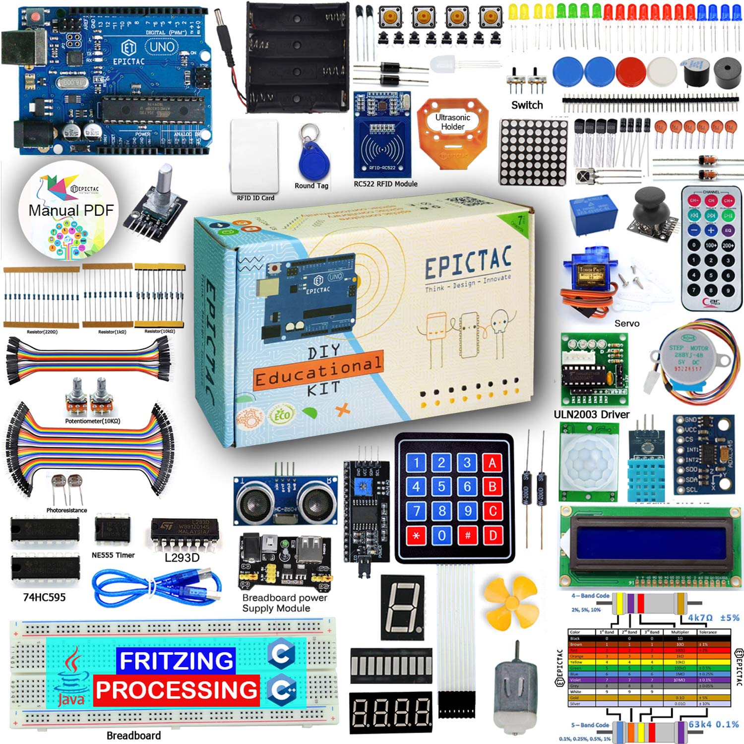 Buy EPICTAC ® Upgraded RFID Starter Kit with 40 Projects Tutorial for ...