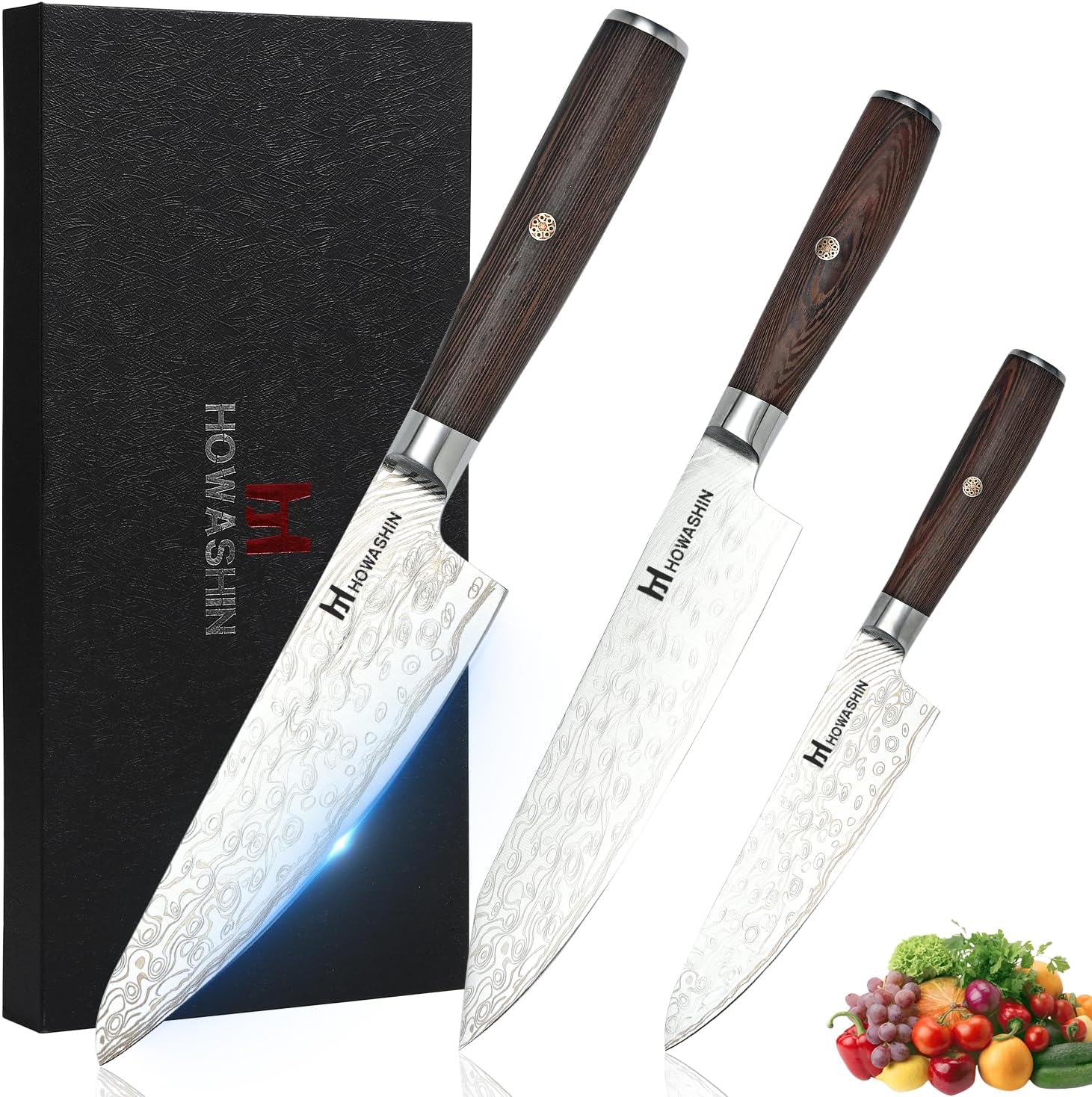 Amazon.com: Japanese Chef Knife Set,Howashin 3Pcs Kitchen Knife Set ...