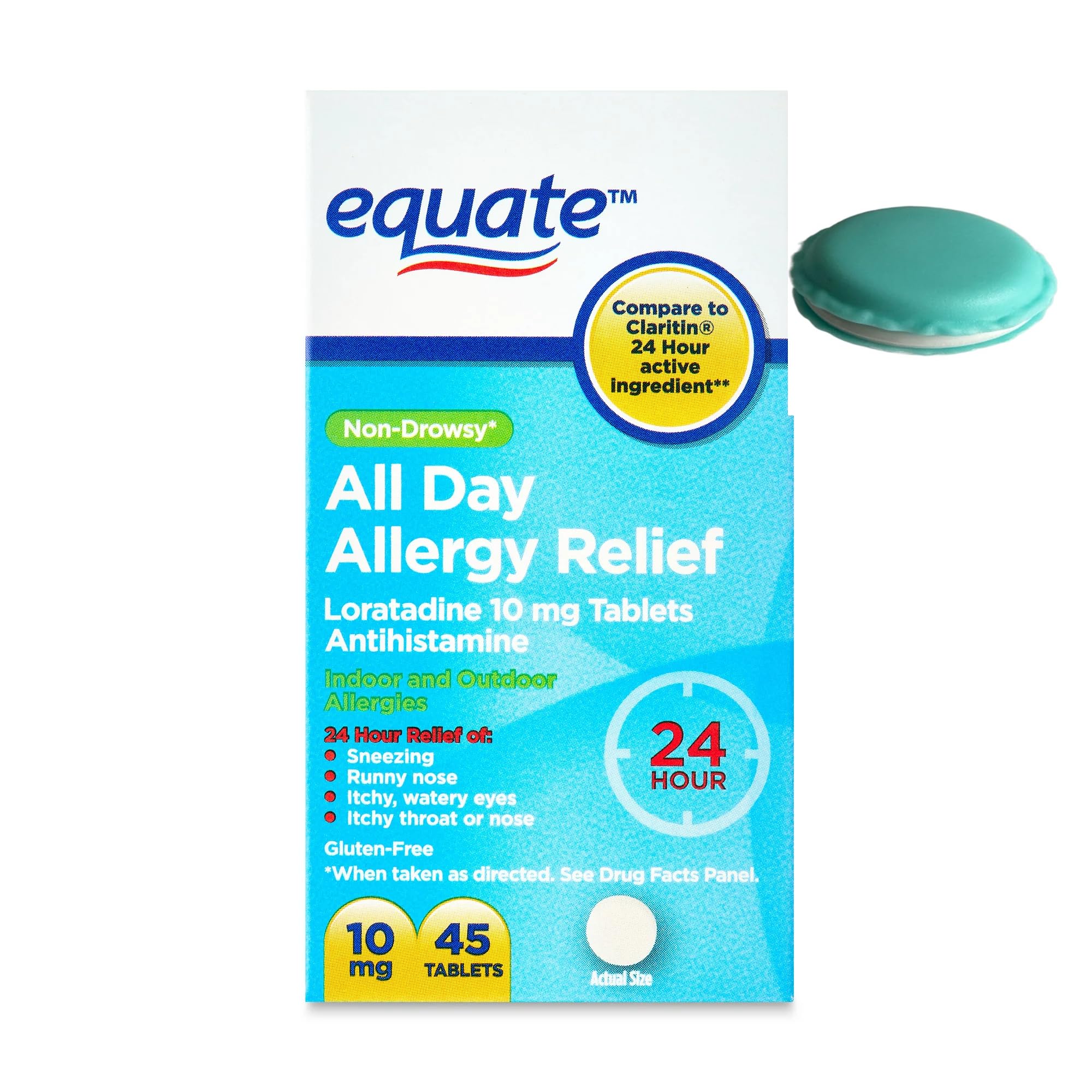 Amazon.com: Loratadine 10mg, Equate 45 Tablets + 1 Nick & Hannah Mini ...