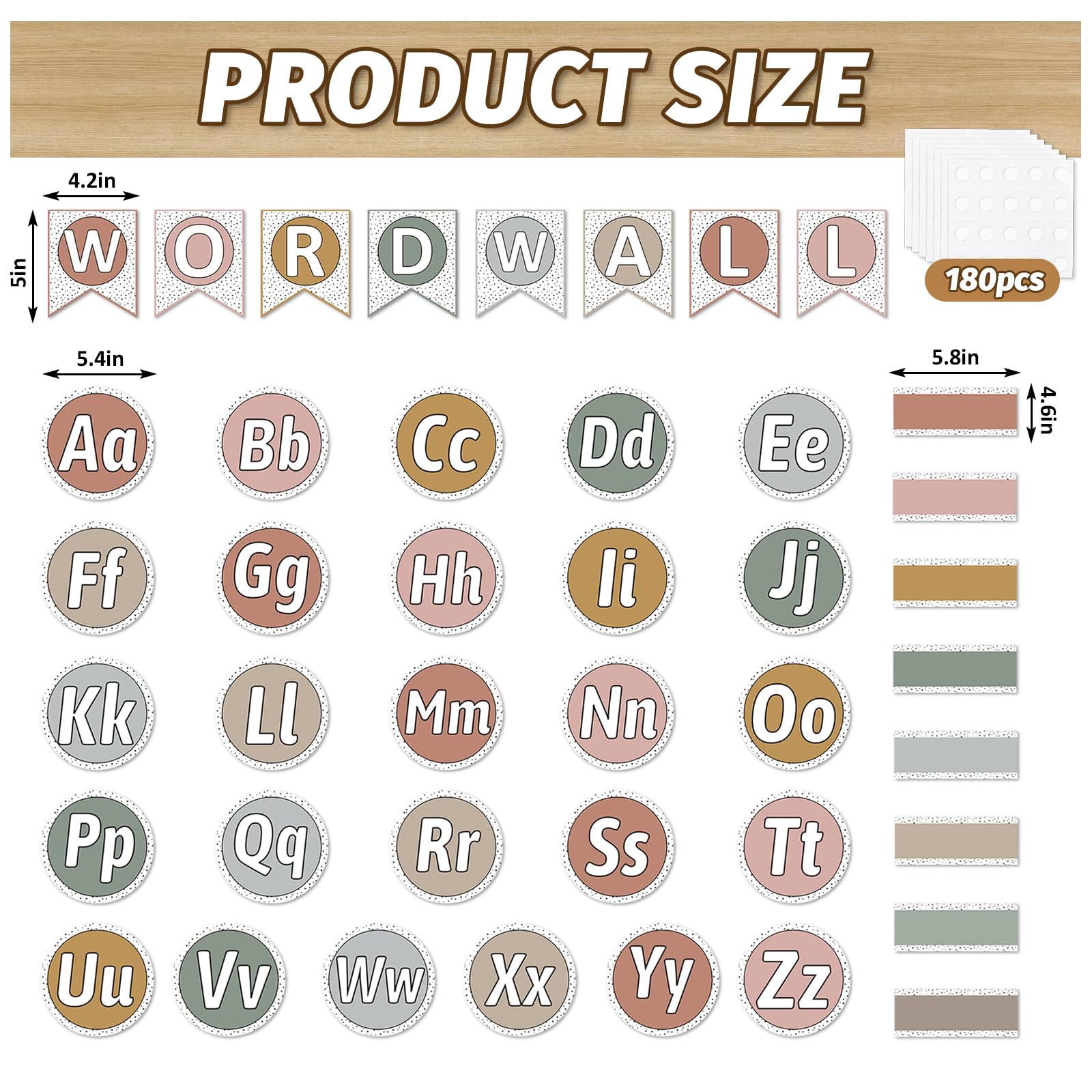 Preschool Learning Decorations 82-Piece Neutral Boho Word Wall Bulletin ...