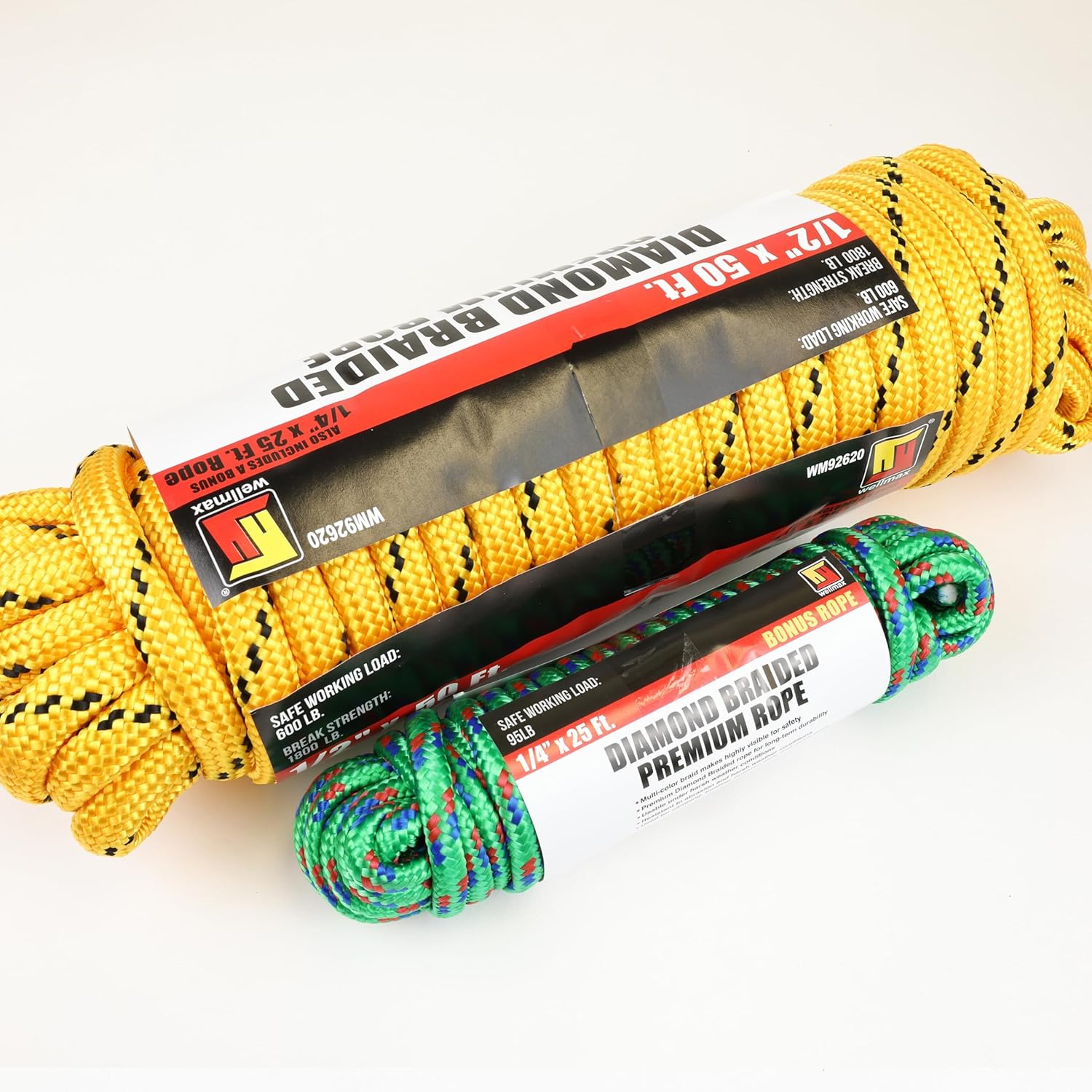 Wellmax Diamond Braid Nylon Rope, 1/2 in X 50 Foot with UV Protection ...