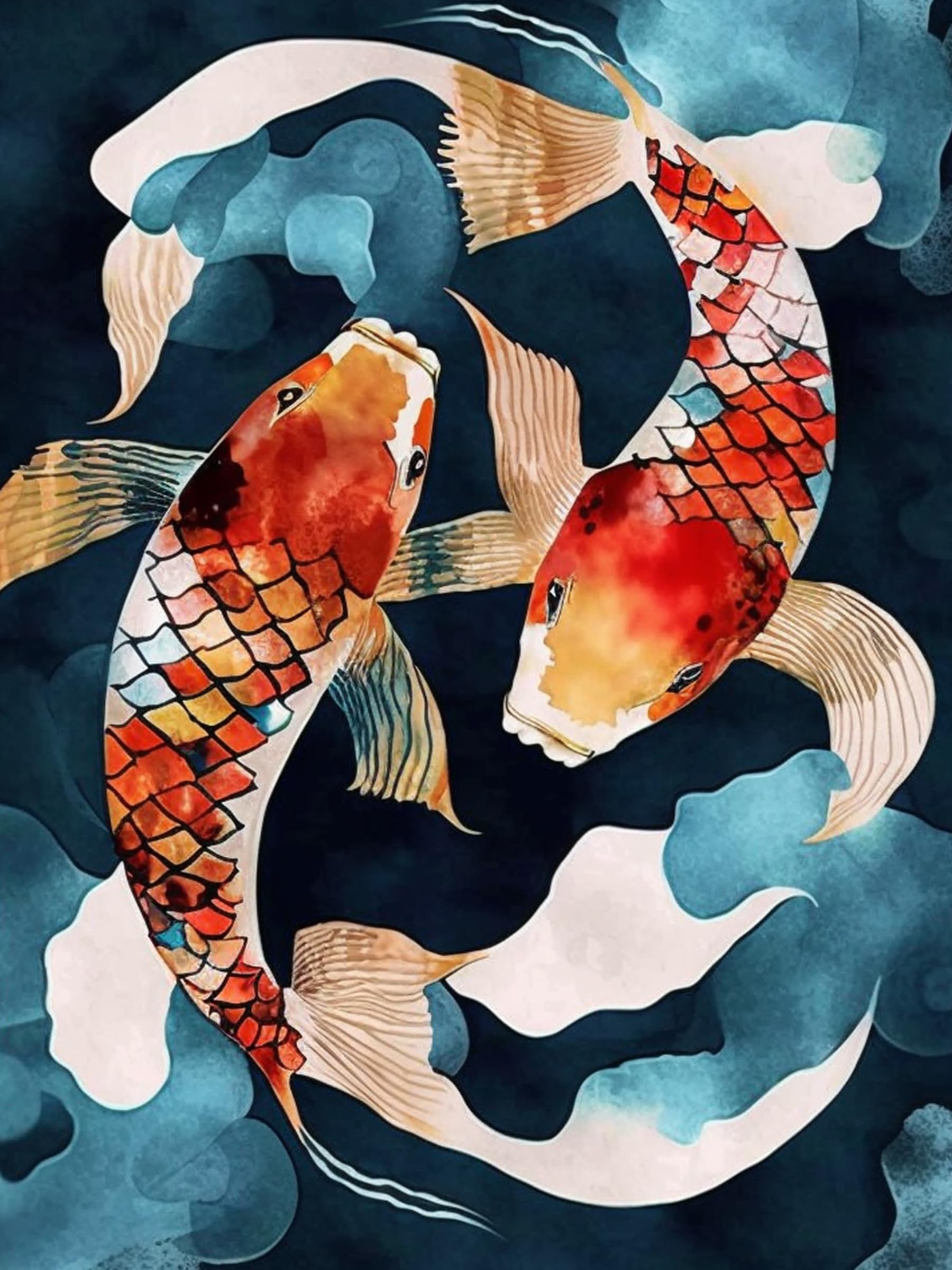 6 x Brand New Ginfonr 5D DIY Diamond Painting Carp Fish by Number Kits ...