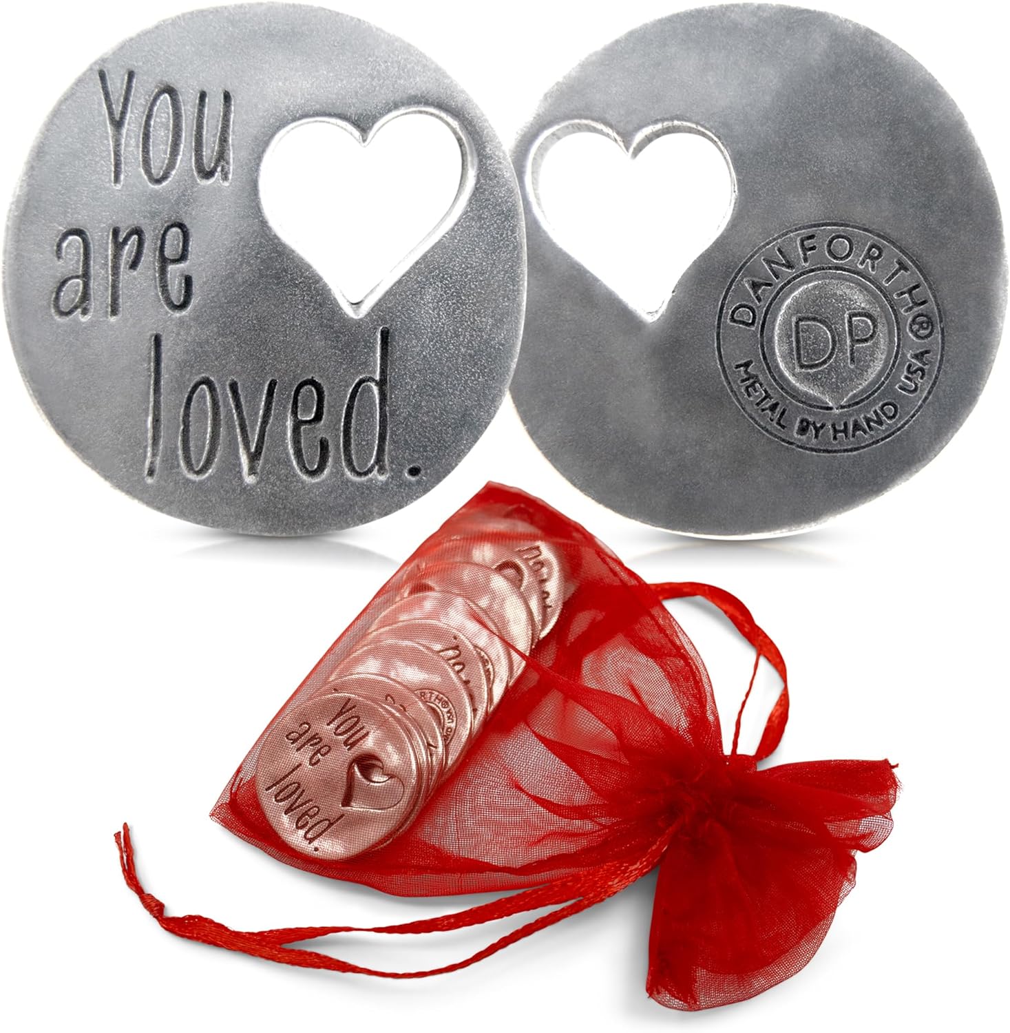 Amazon.com: DANFORTH You are Loved Pocket Token, Round Pewter Tokens ...