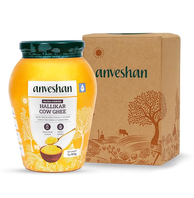Anveshan A2 Cow Ghee 1L | Glass Jar | Bilona Method | Curd-Churned ...