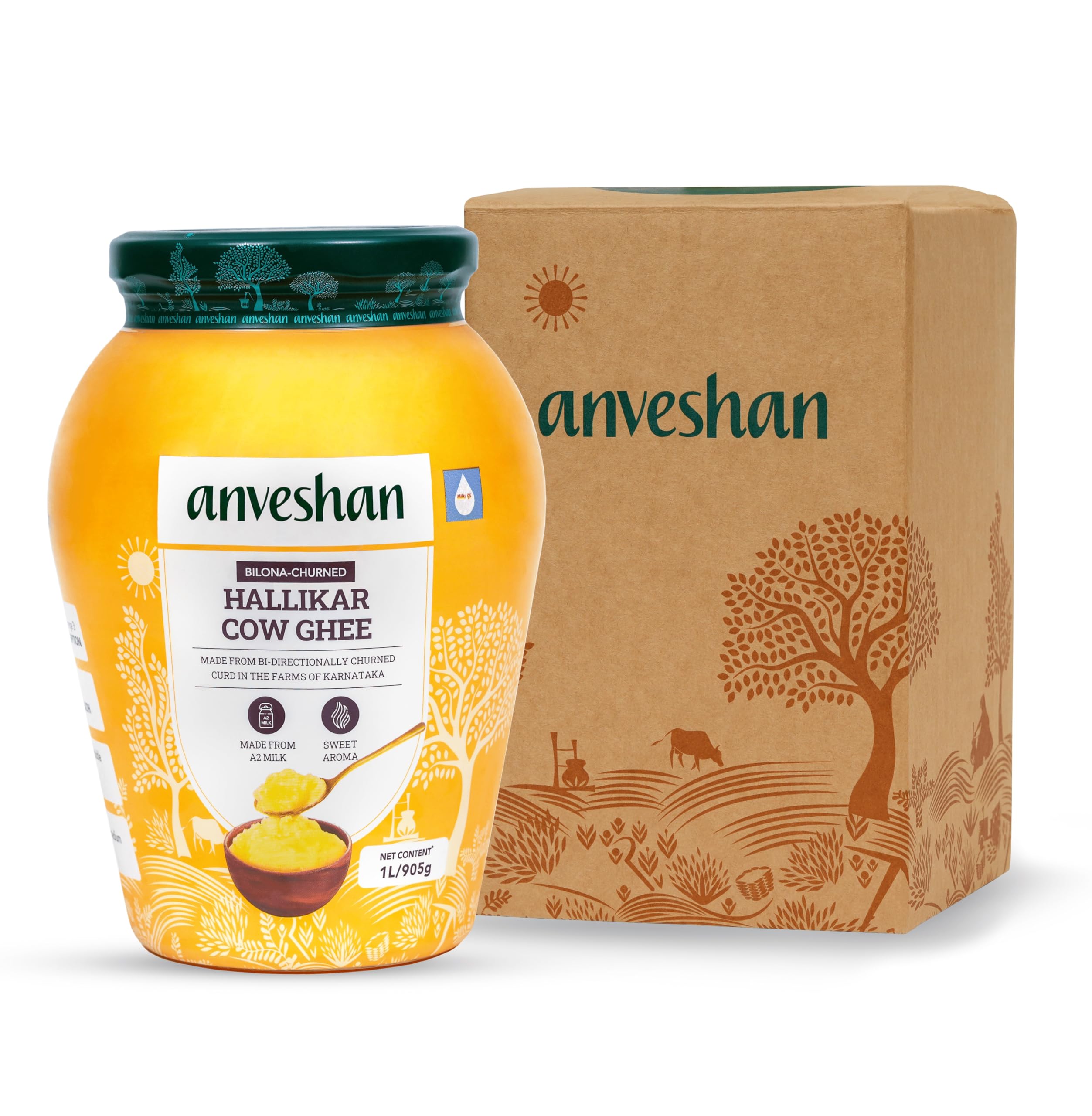 Buy Anveshan Empowering farmers with technology Anveshan A2 Cow Ghee 1L ...