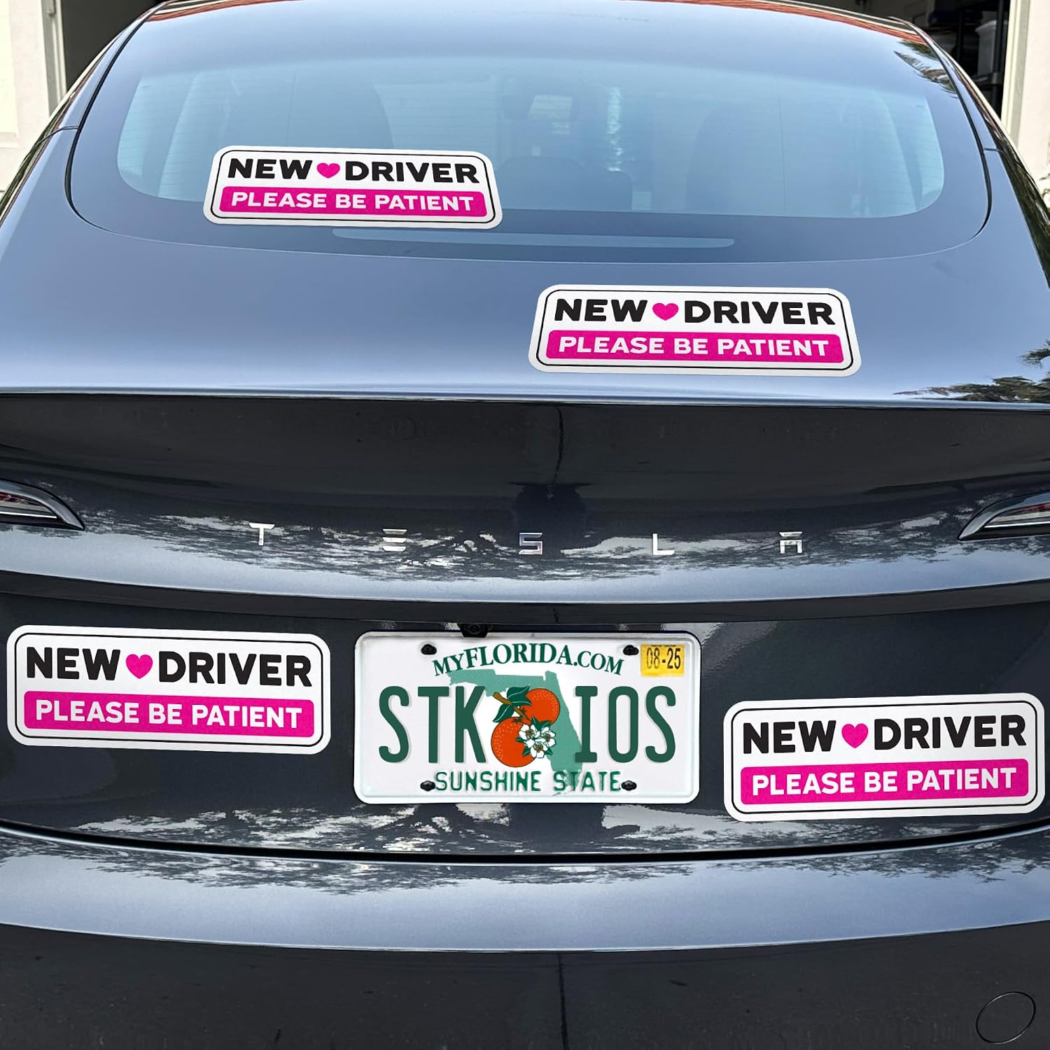 Amazon.com: Stickios New Driver Stickers (Pink, Non-Magnetic) for Cars ...