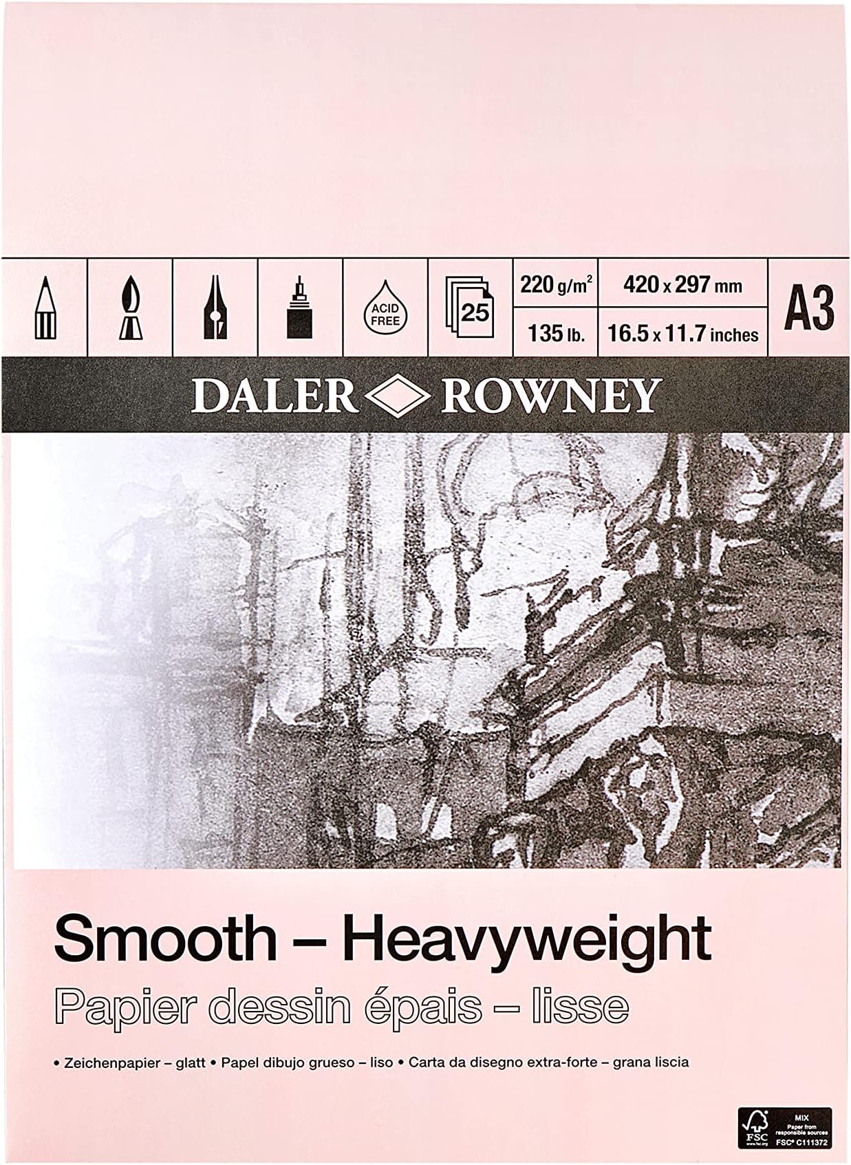 Amazon.com: Seawhite 220gsm Heavy All-Media Cartridge Pad by Seawhite ...